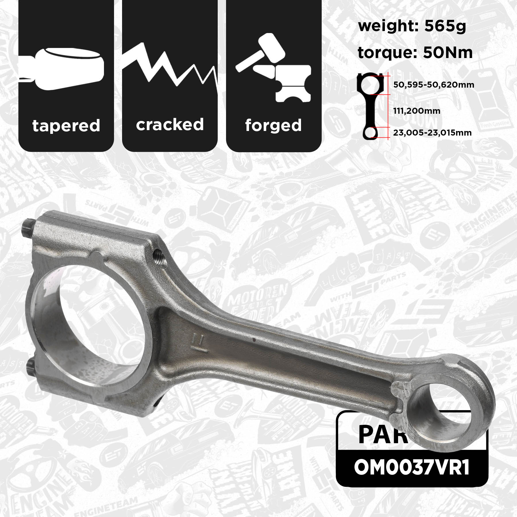 Conrods set 4 pcs - OM0037VR1 ET ENGINETEAM - 06J198401H, 50009180 ...