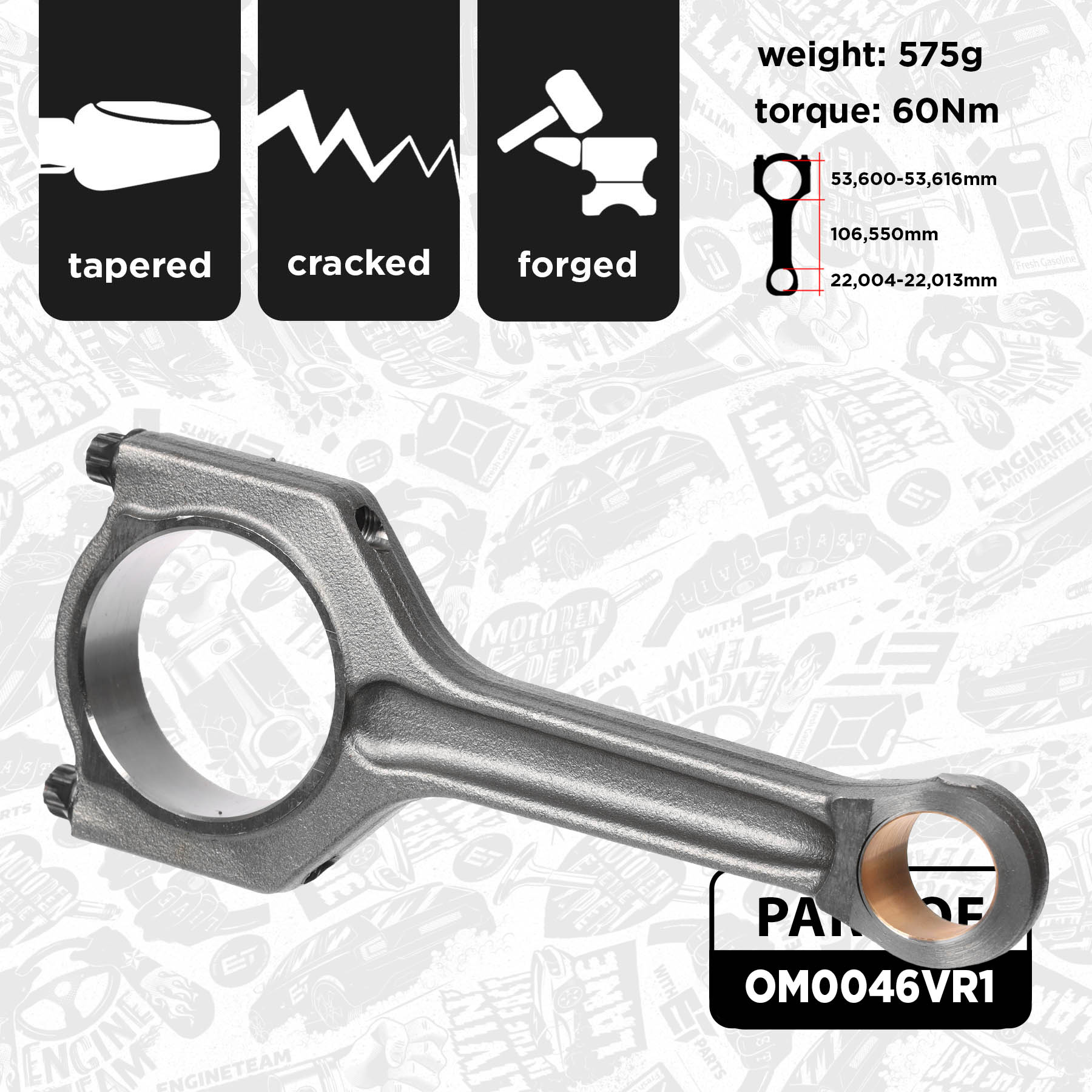 Conrods set 6 pcs - OM0046VR1 ET ENGINETEAM - 11247624616, 11247589540 ...