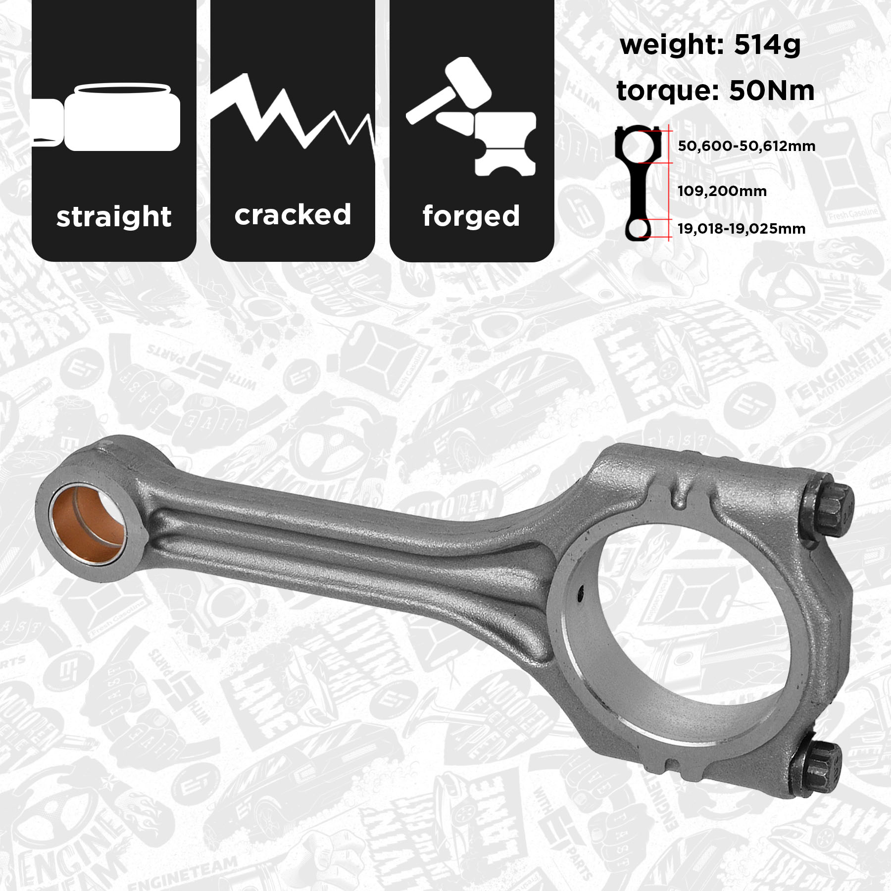Connecting Rod - OM0051 ET ENGINETEAM - 03C198401A, 03C198401D ...