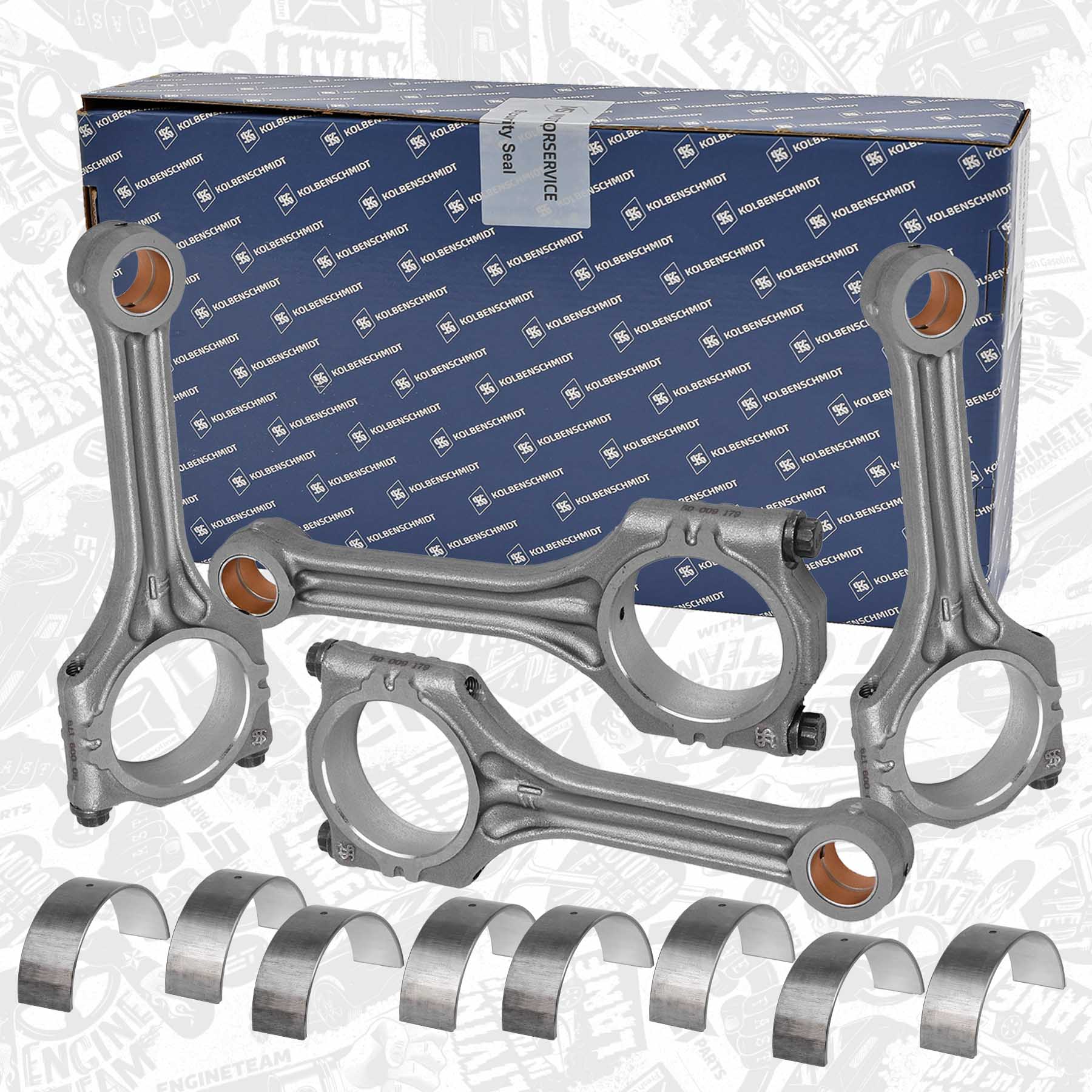 Conrods set 4 pcs + bearings - OM0051VR1 ET ENGINETEAM - 036105701AB ...