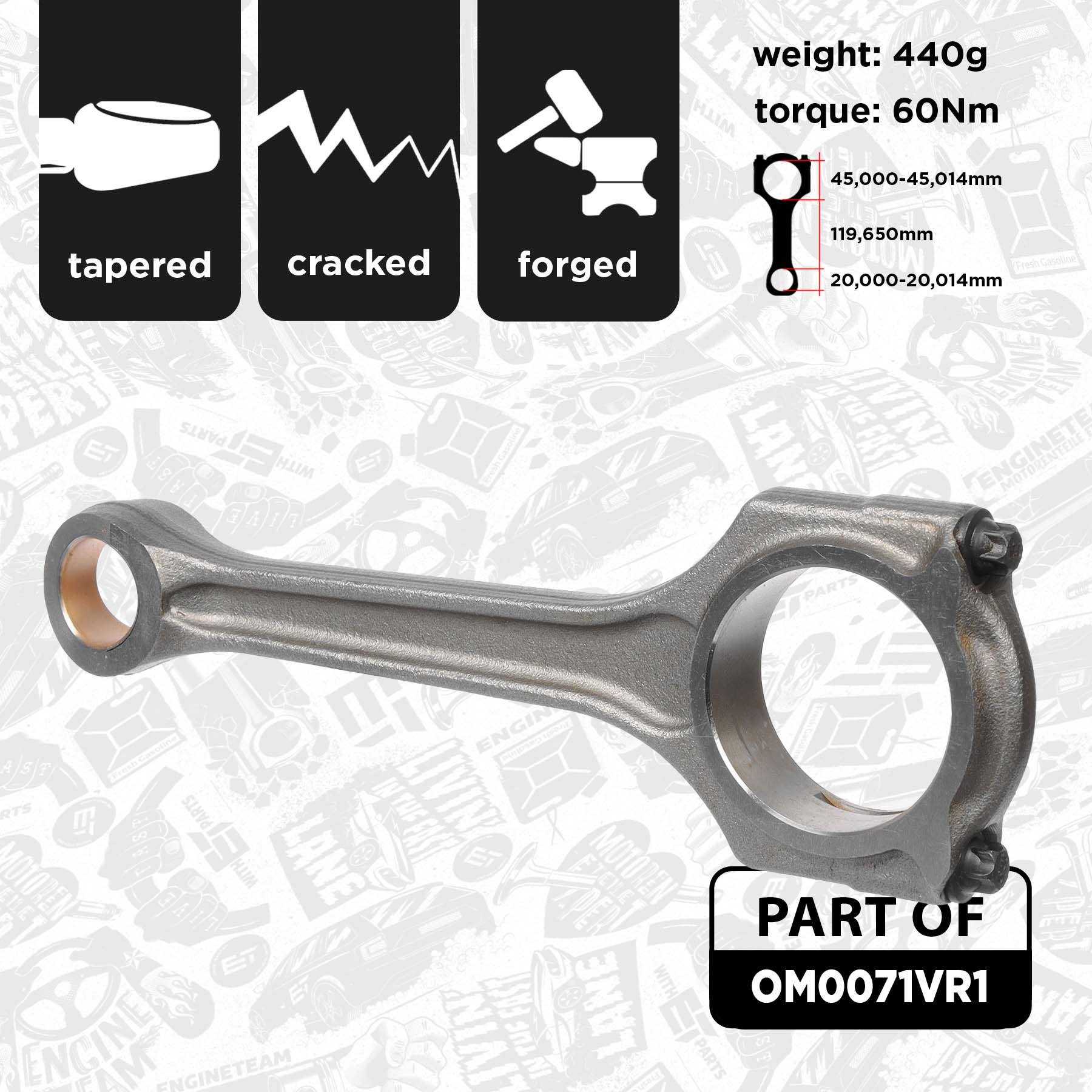 Conrods set 4 pcs - OM0071VR1 ET ENGINETEAM - 2700300020, 2700300320 ...