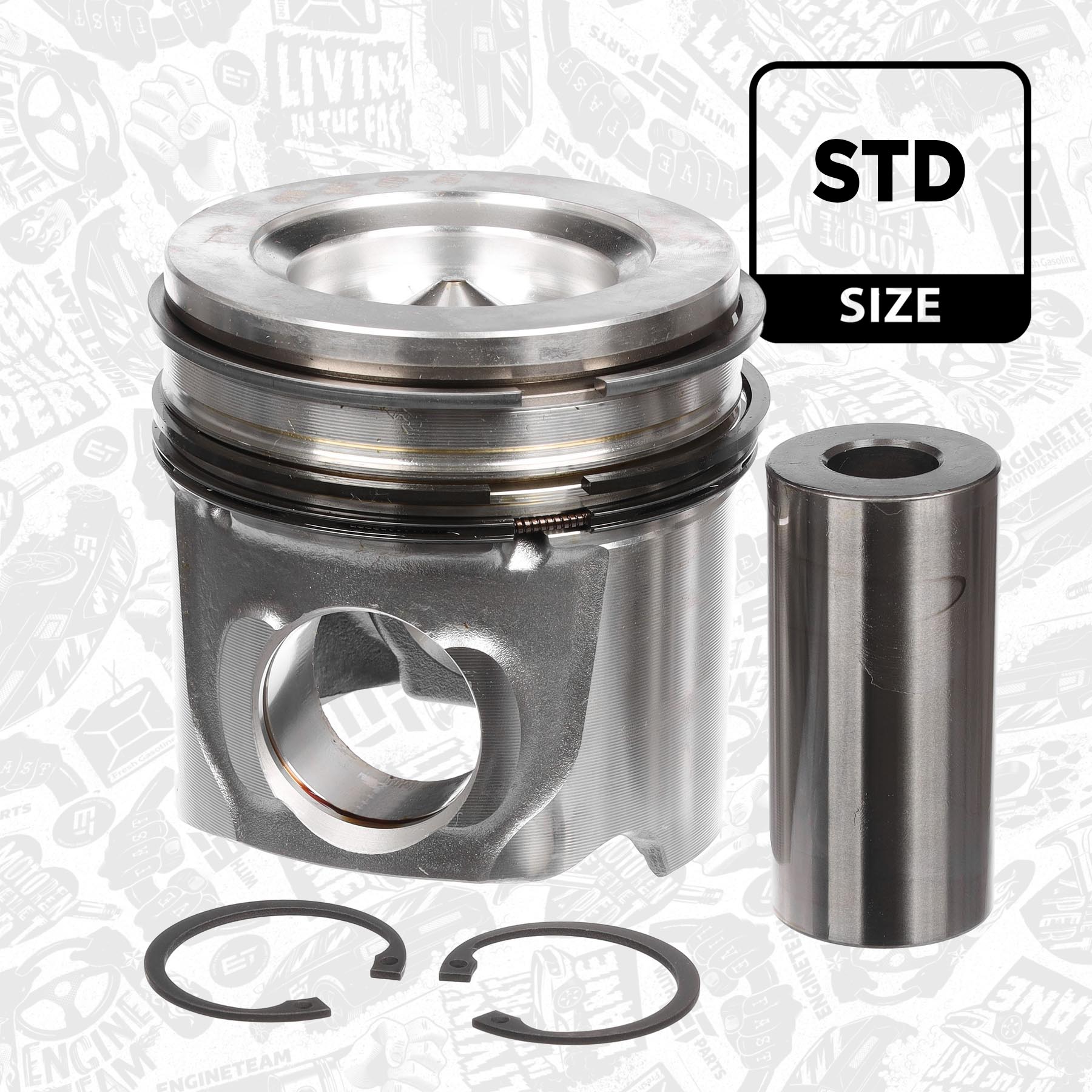 Piston with rings and pin - PM000600 ET ENGINETEAM - 2996316, 504017243 ...