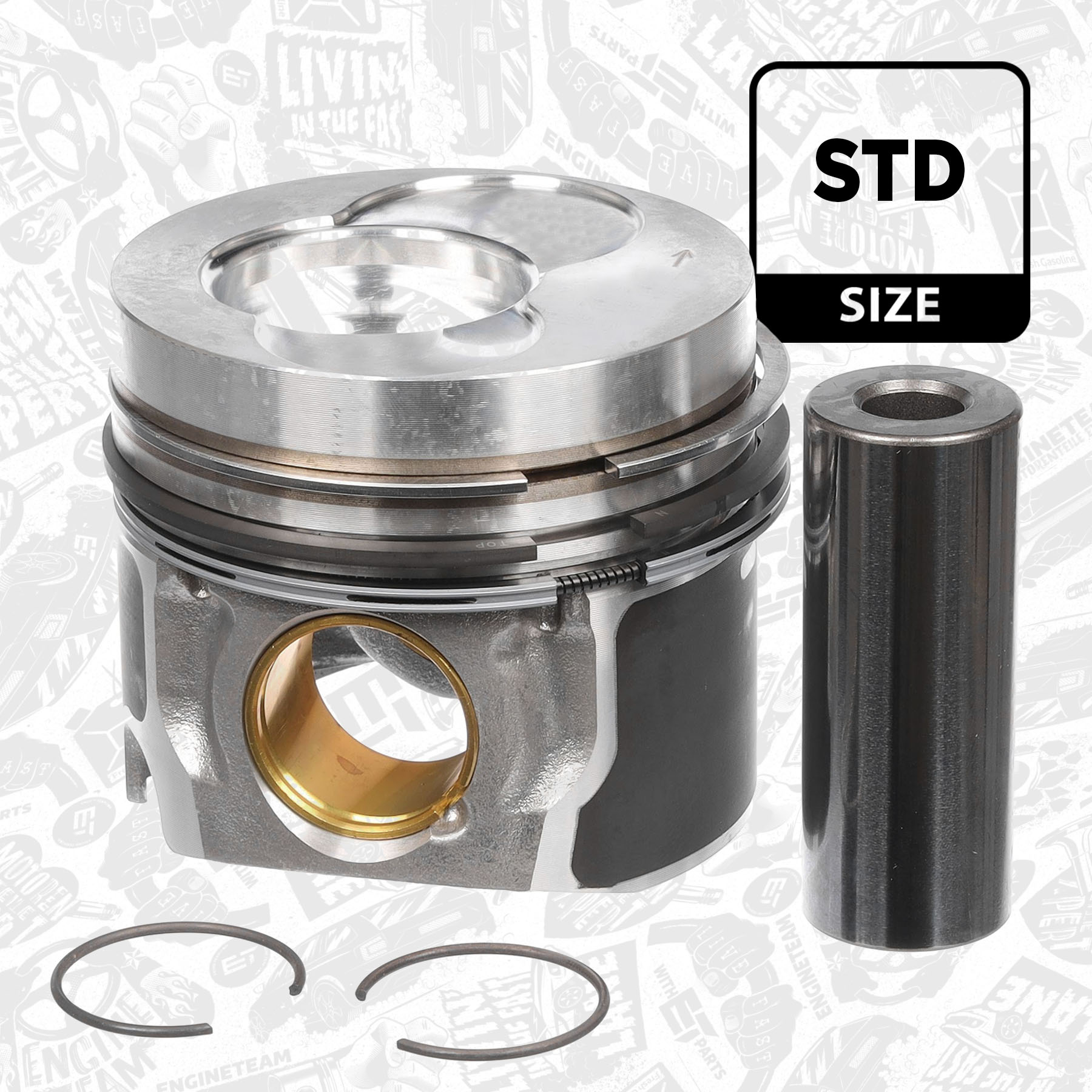 Piston with rings and pin - PM001900 ET ENGINETEAM - 038107065CJ ...