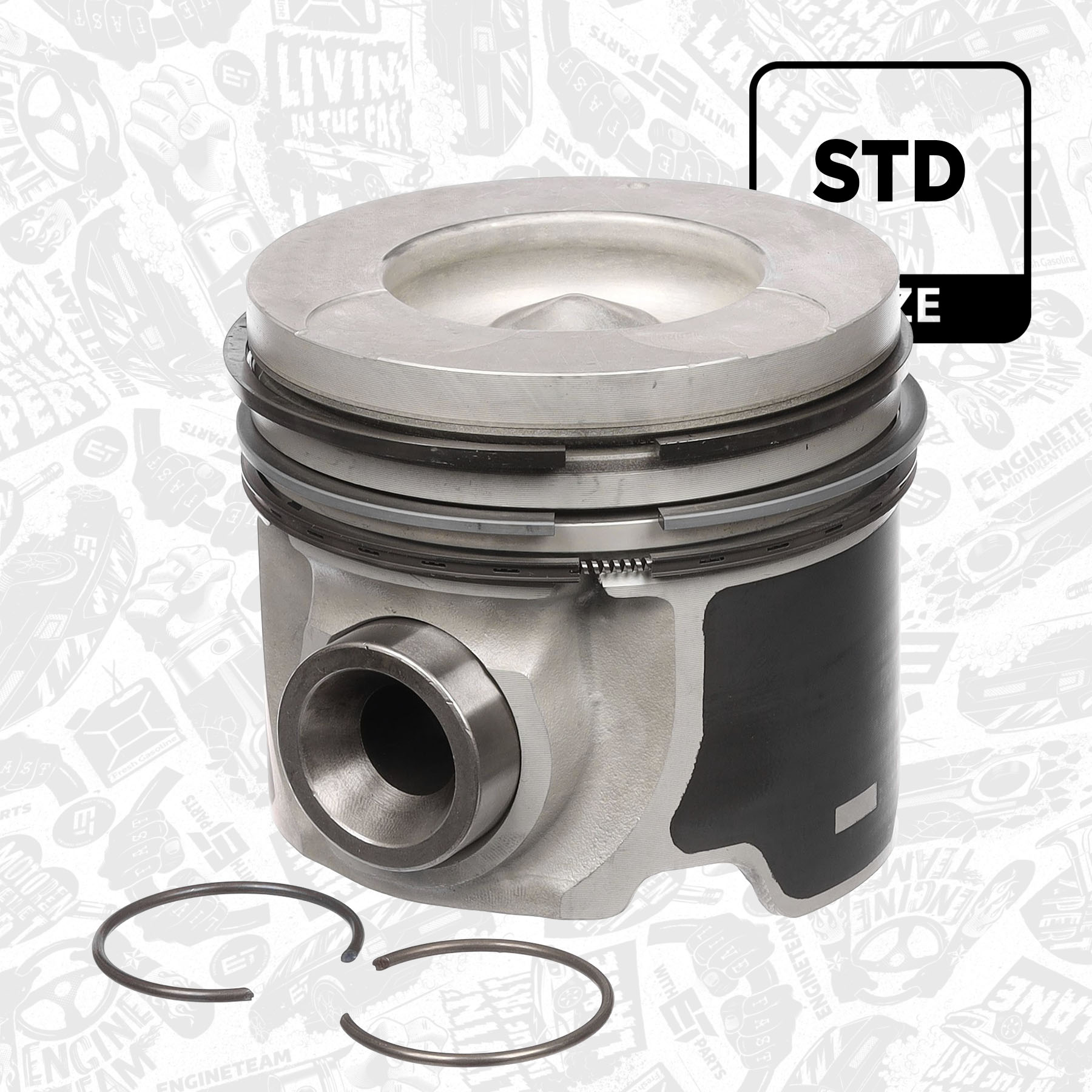 Piston with rings and pin - PM003600 ET ENGINETEAM - 23410-4A900, 23410 ...