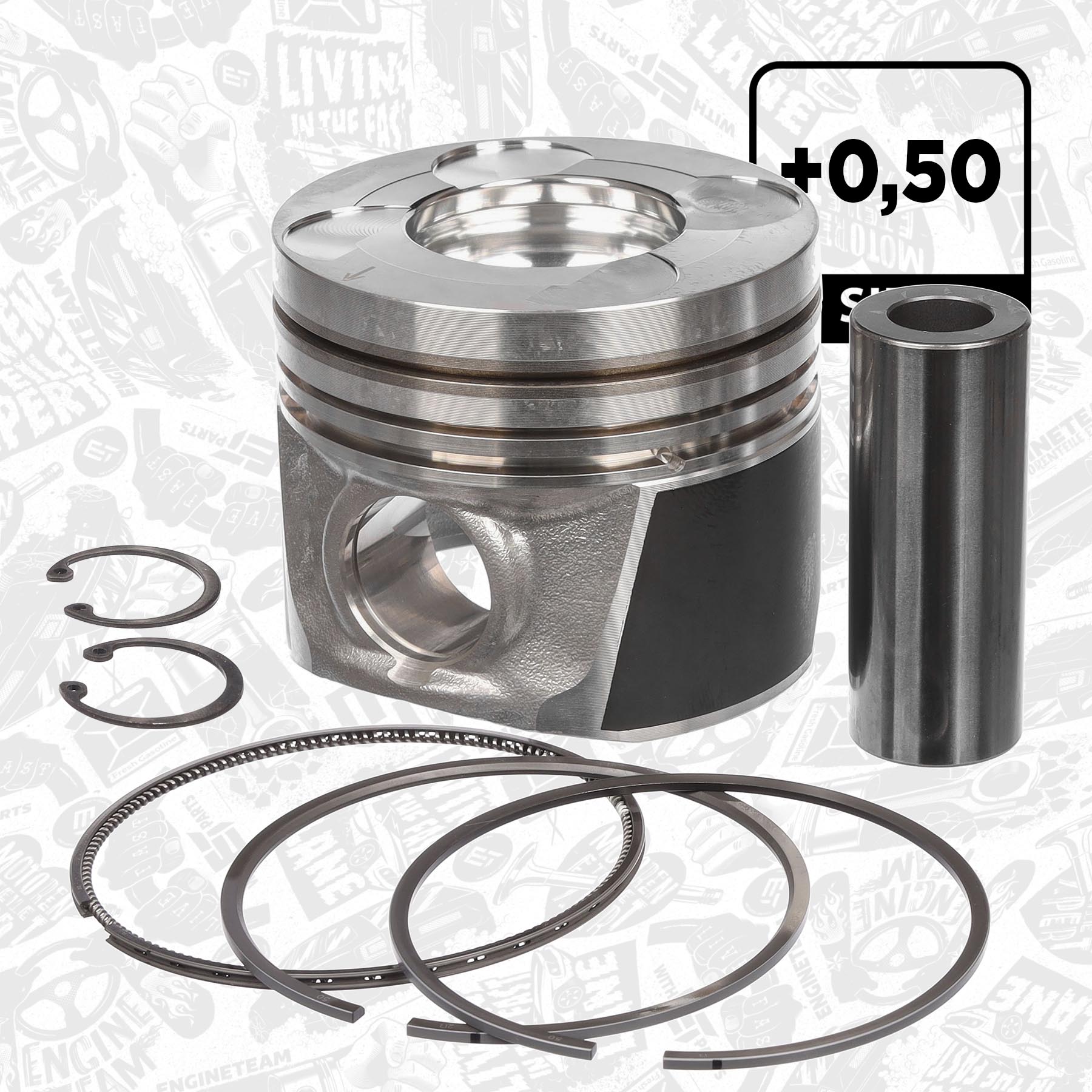 Piston with rings and pin - PM005450 ET ENGINETEAM | ET ENGINETEAM