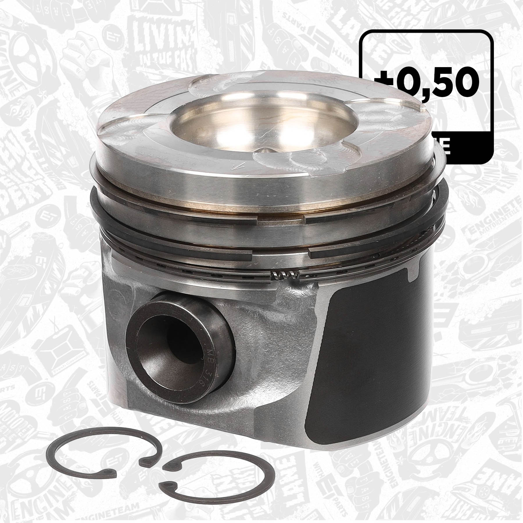 Piston with rings and pin - PM005650 ET ENGINETEAM - 40363620 ...