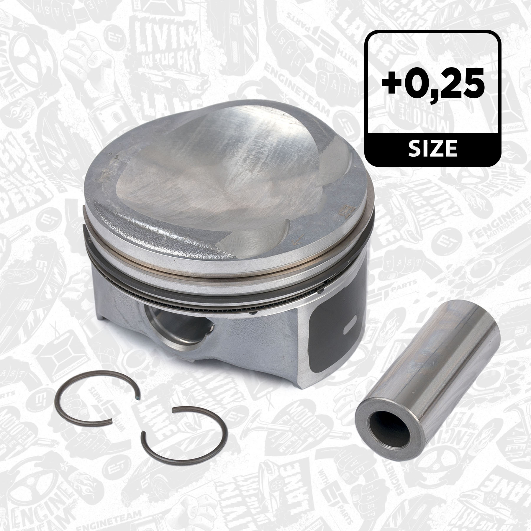 Piston with rings and pin - PM006025 ET ENGINETEAM | ET ENGINETEAM