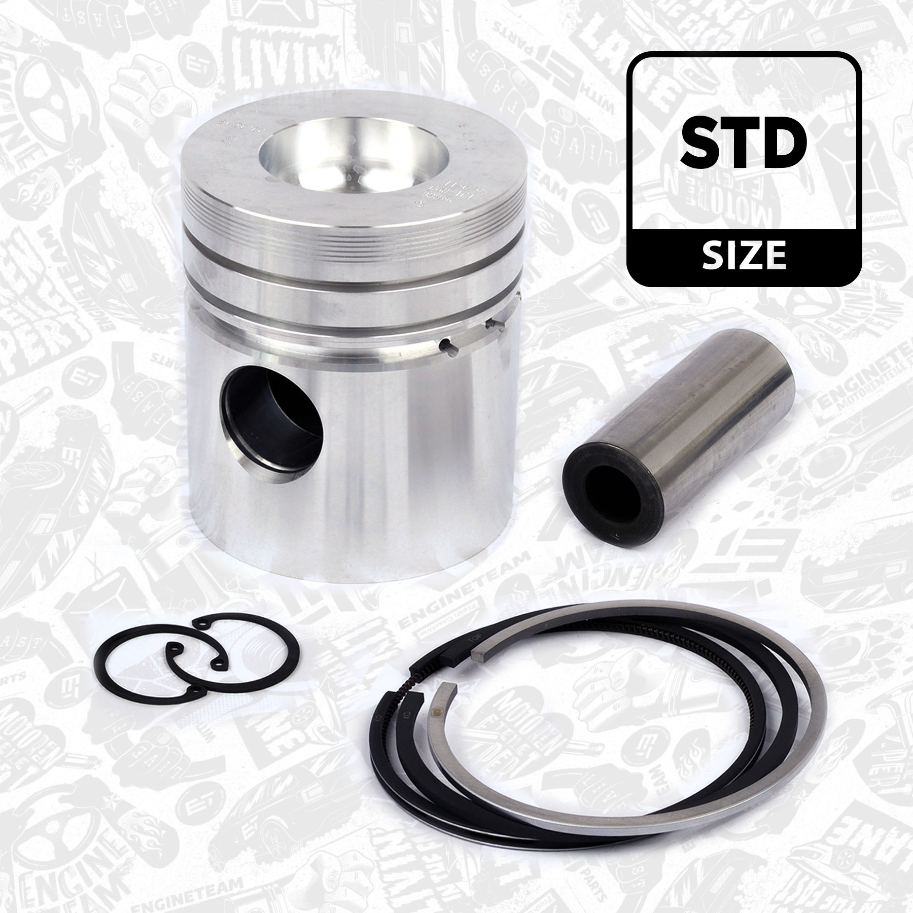 Piston with rings and pin - PM007600 ET ENGINETEAM - 10206, 71010303 ...