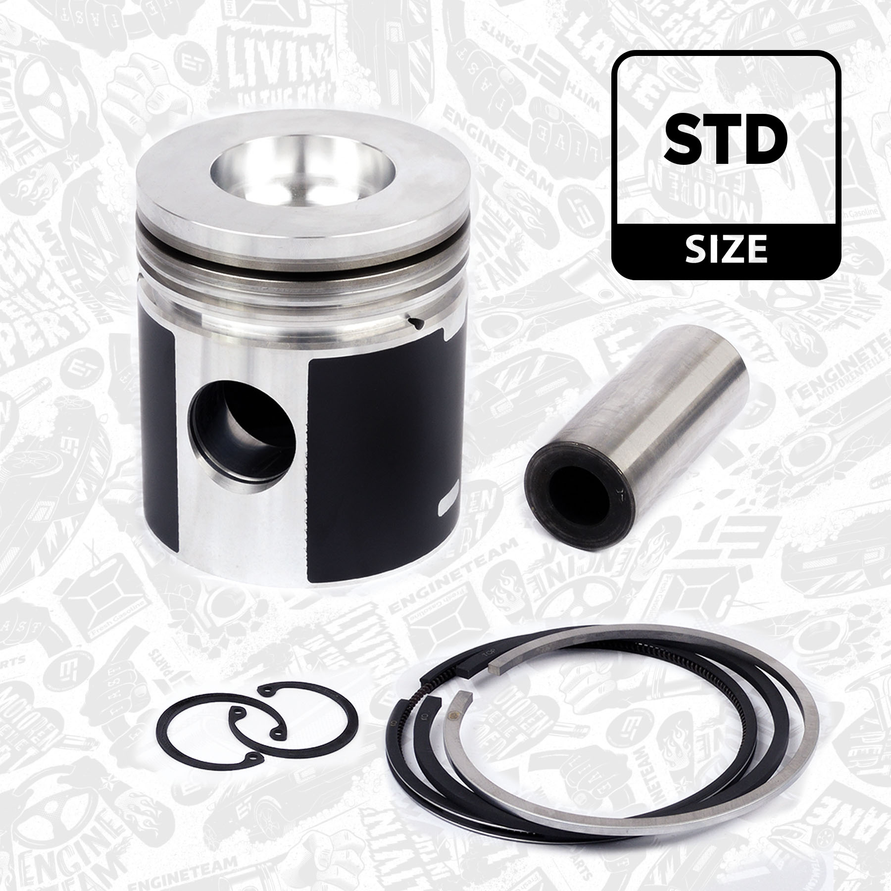 Piston with rings and pin - PM007700 ET ENGINETEAM - 10213, 94887600 ...