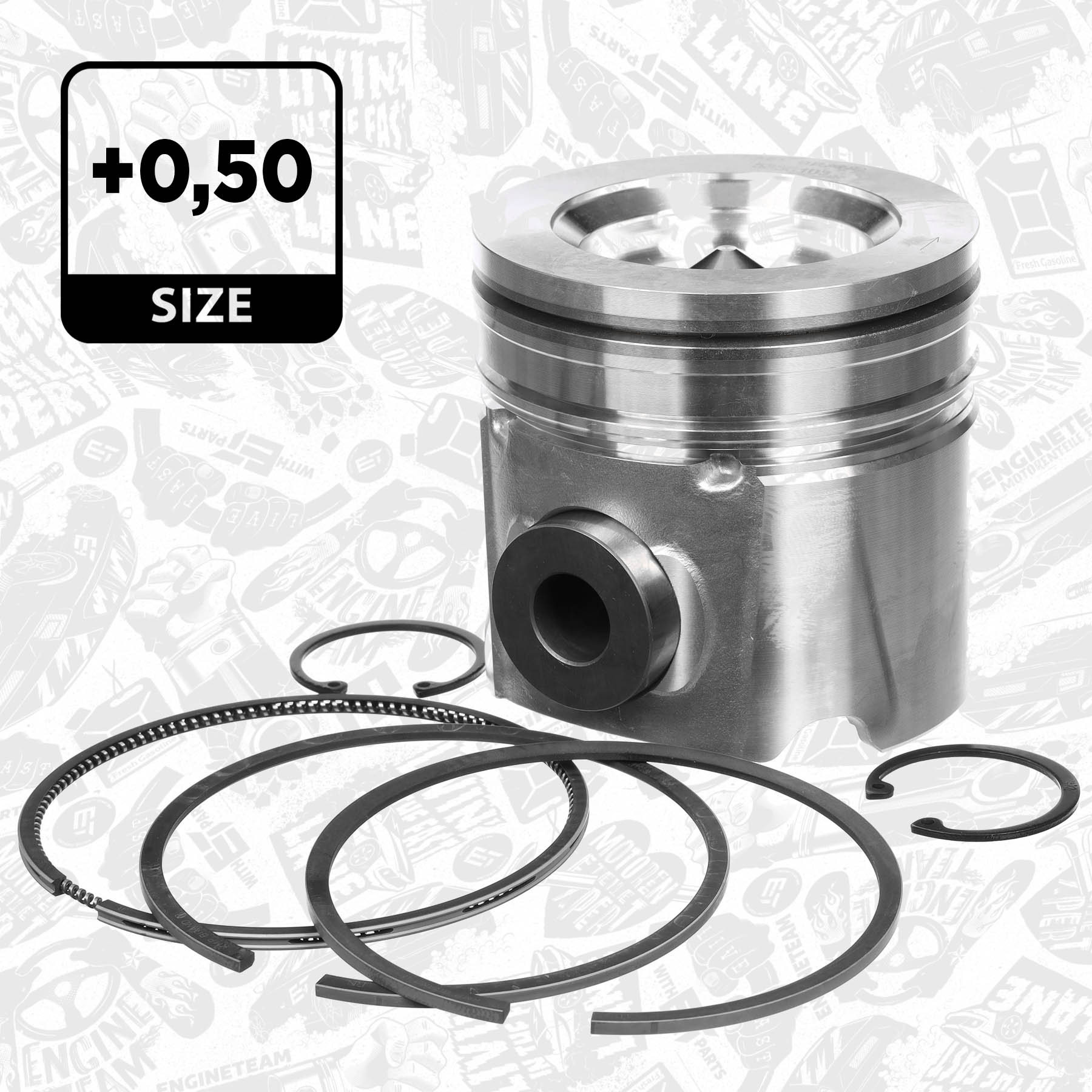 Piston with rings and pin - PM010350 ET ENGINETEAM - 4938620, 1705761 ...