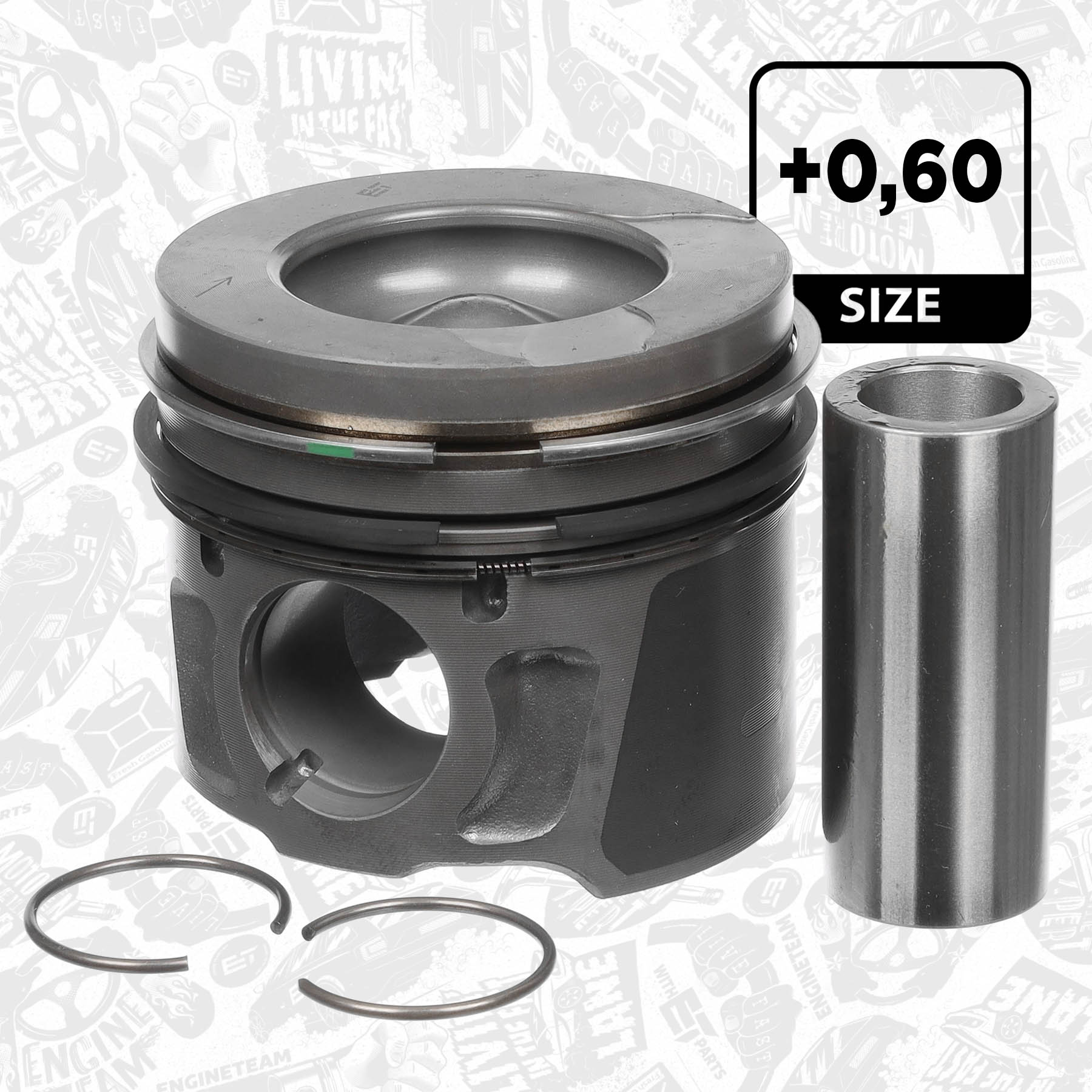 Piston with rings and pin - PM010560 ET ENGINETEAM | ET ENGINETEAM