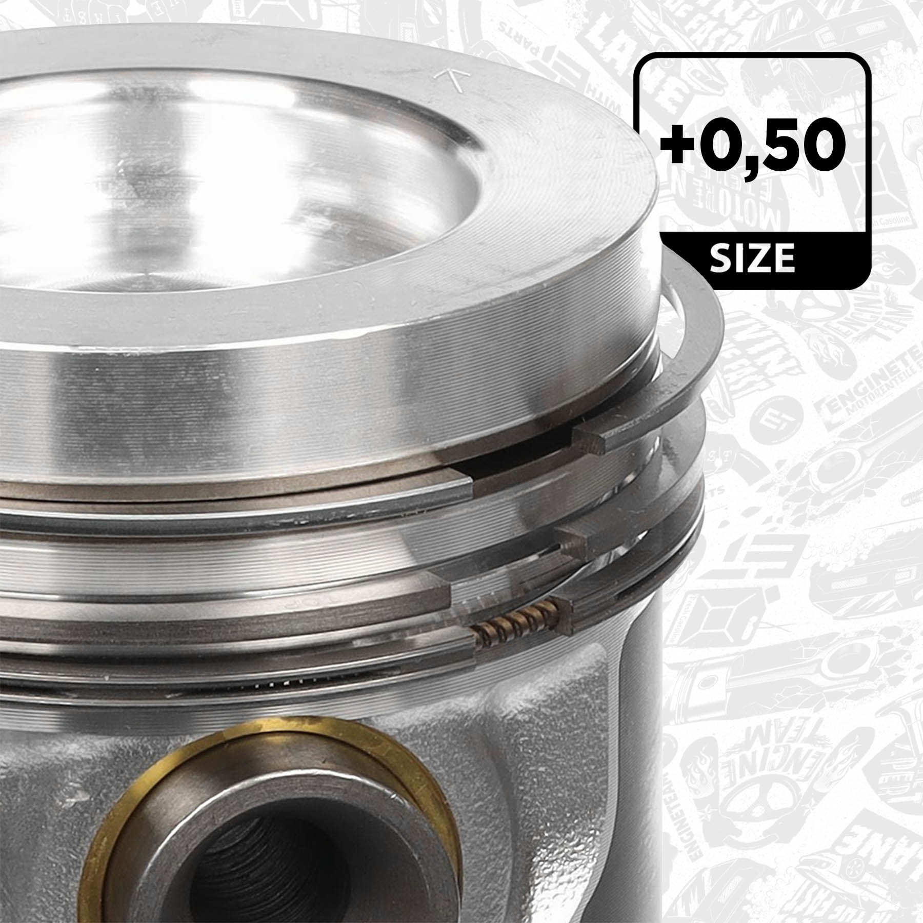 Piston with rings and pin - PM012250 ET ENGINETEAM - 028PI00129002 ...