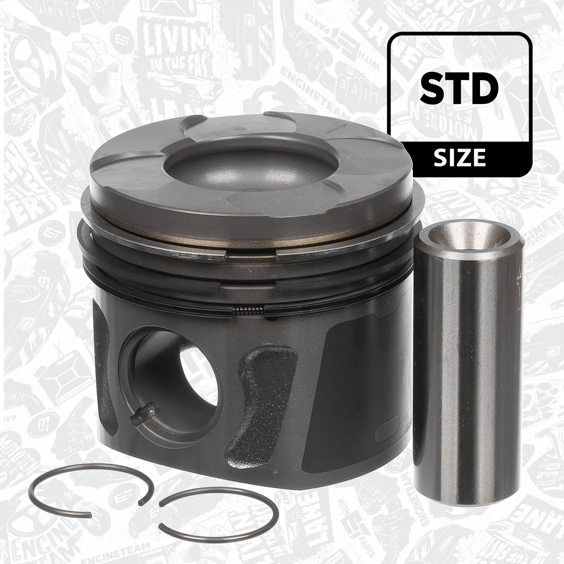 Piston with rings and pin - PM013300 ET ENGINETEAM - 55212096, 55267589 ...