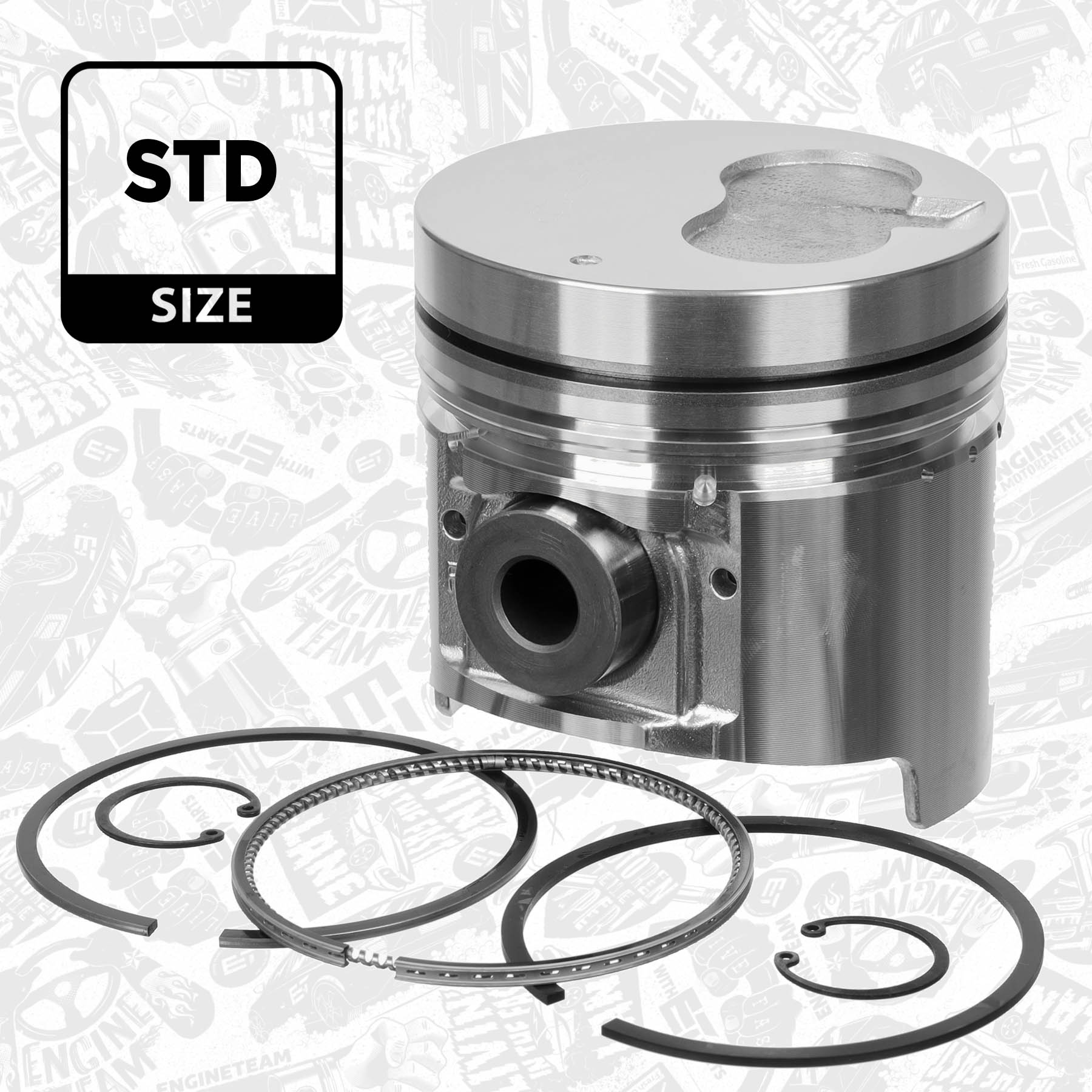 Piston with rings and pin - PM013500 ET ENGINETEAM - 4945016 | ET ...