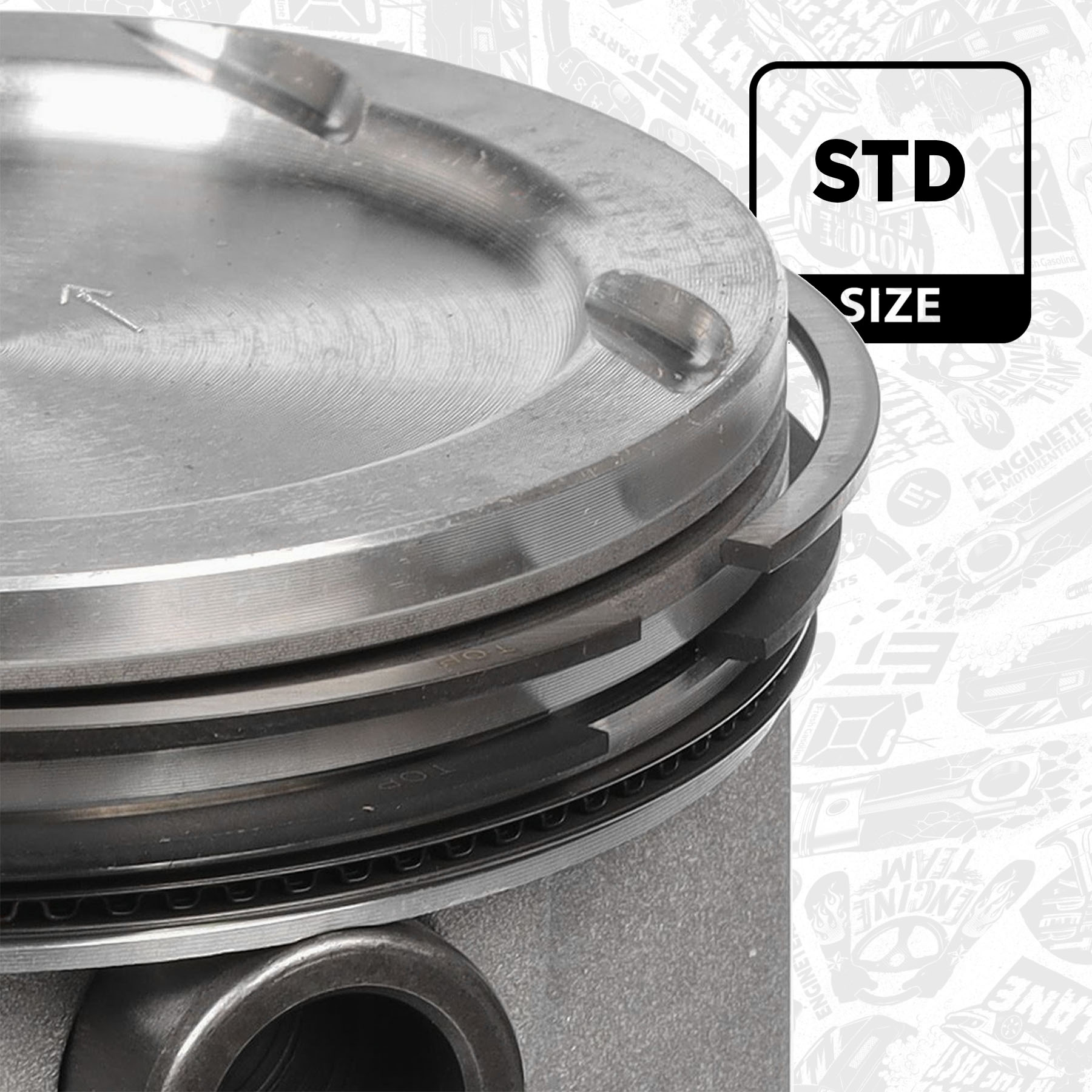 Piston with rings and pin - PM014500 ET ENGINETEAM - 55565420, 55580179 ...