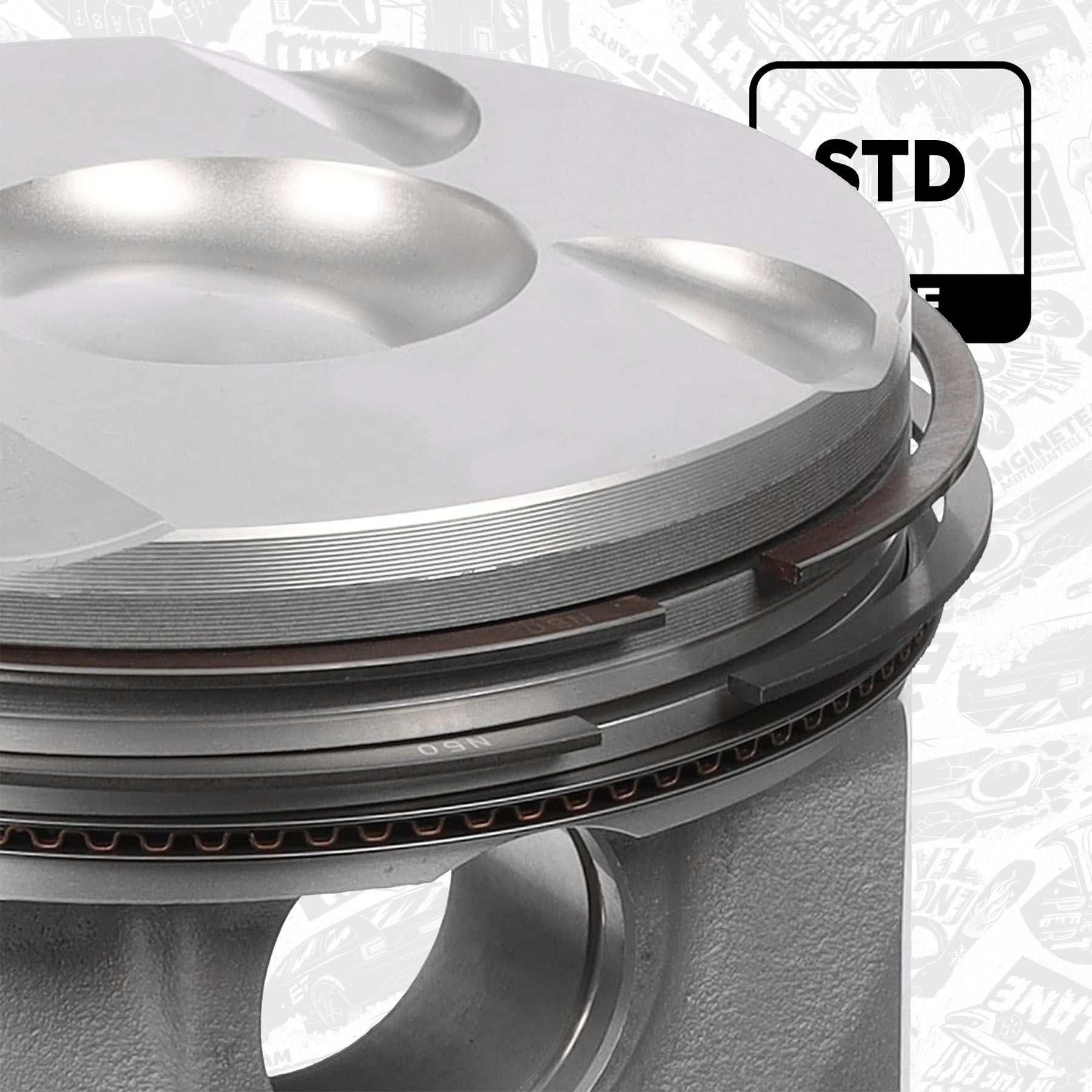 Piston with rings and pin - PM015000 ET ENGINETEAM | ET ENGINETEAM