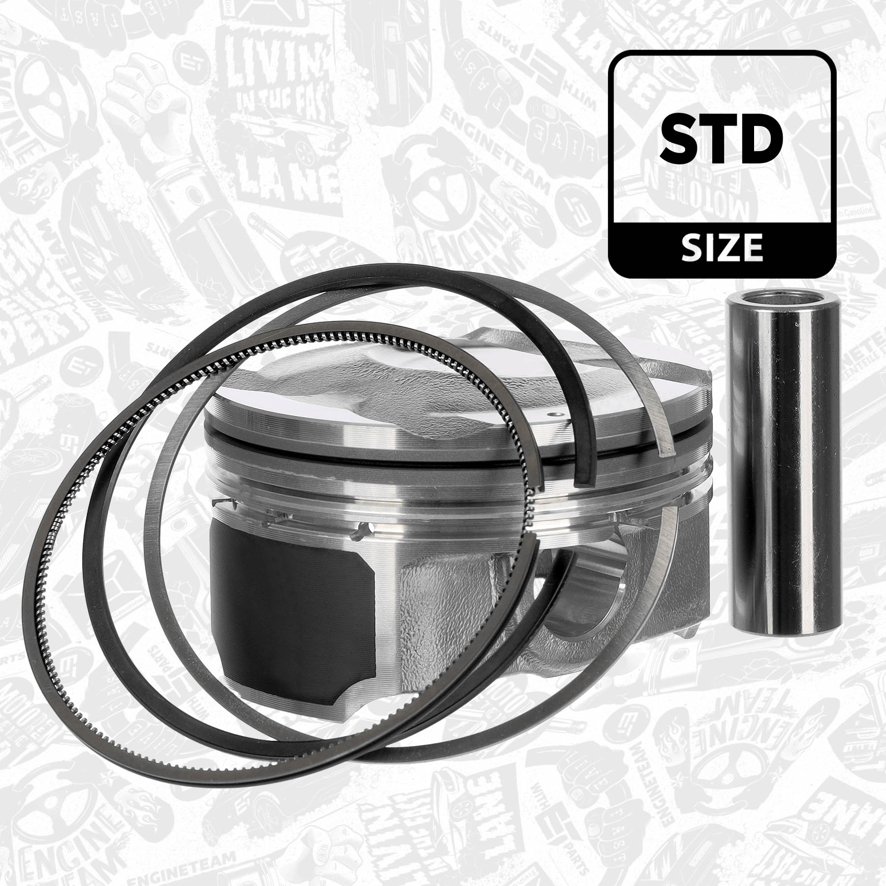 Piston with rings and pin - PM015700 ET ENGINETEAM - 23041-2B600, 23041 ...