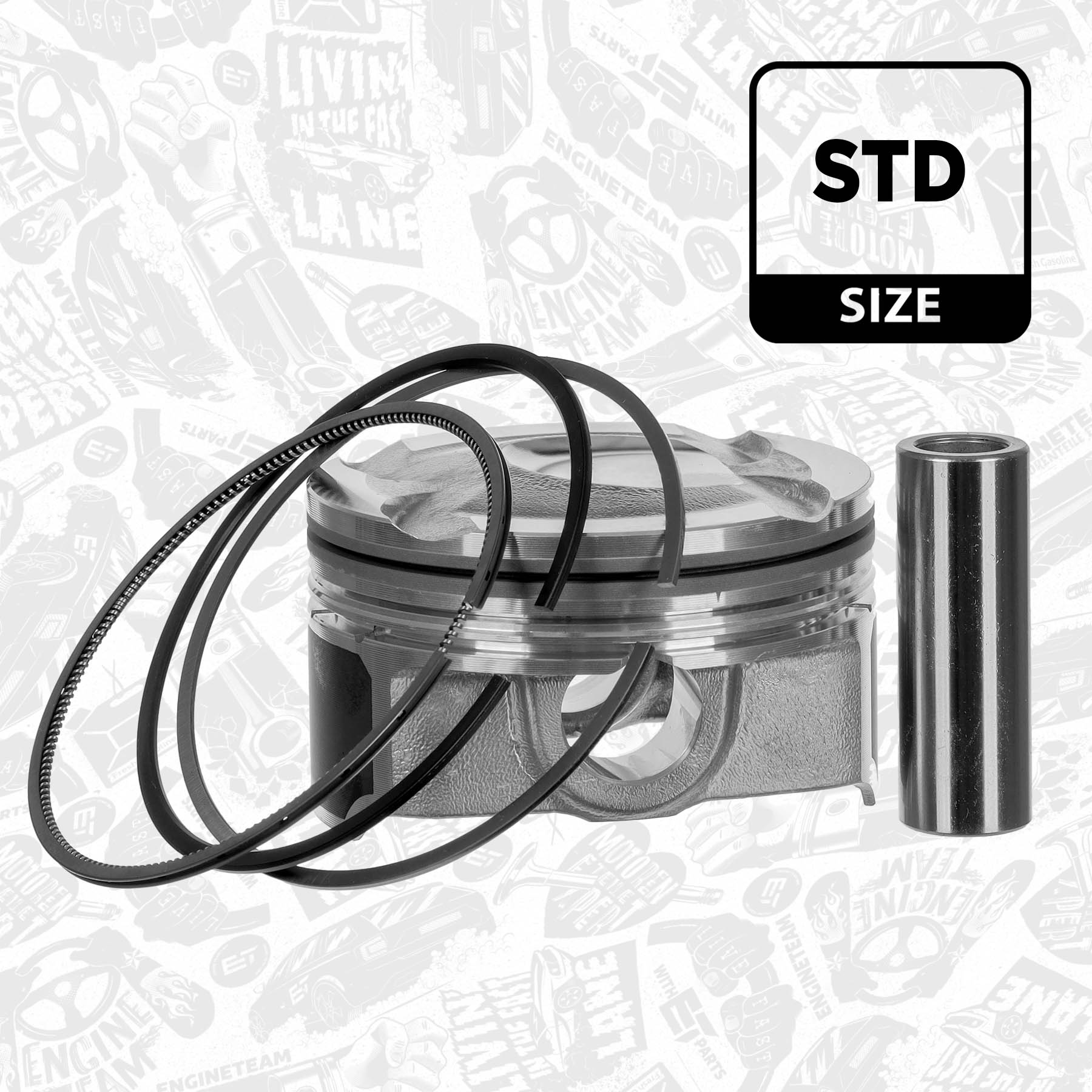 Piston with rings and pin - PM015700 ET ENGINETEAM - 23041-2B600, 23041 ...