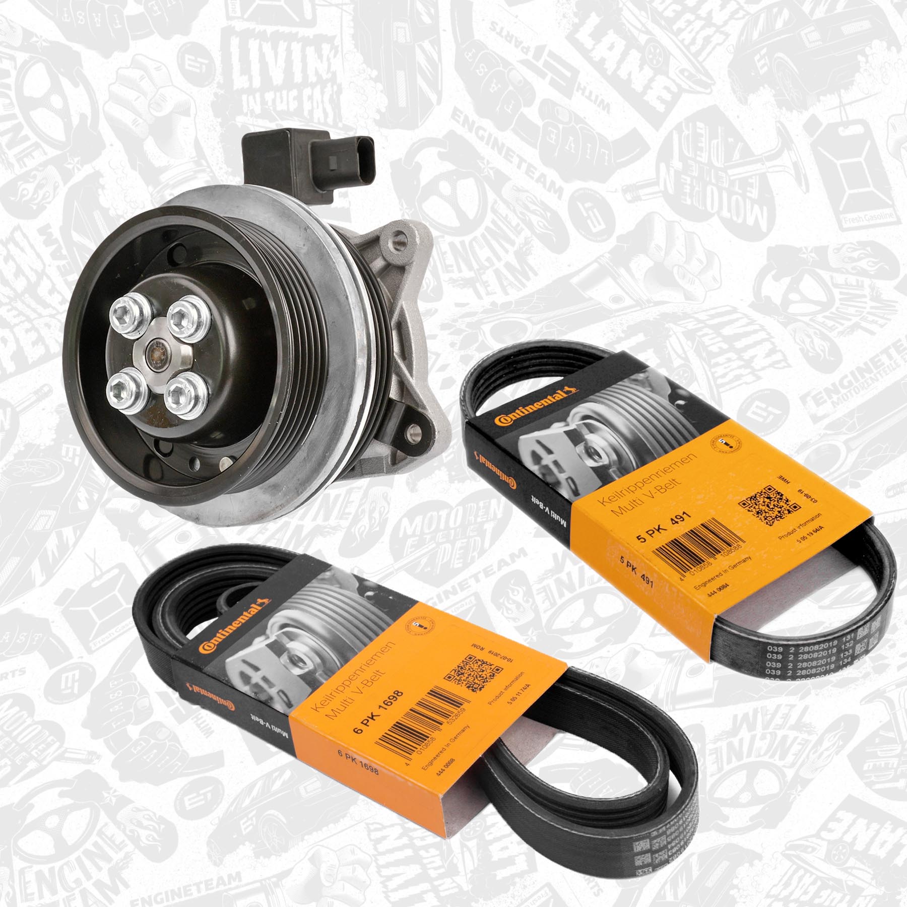 Water Pump + V-ribbed Belt Kit - PW0010 ET ENGINETEAM - 03C121004D ...