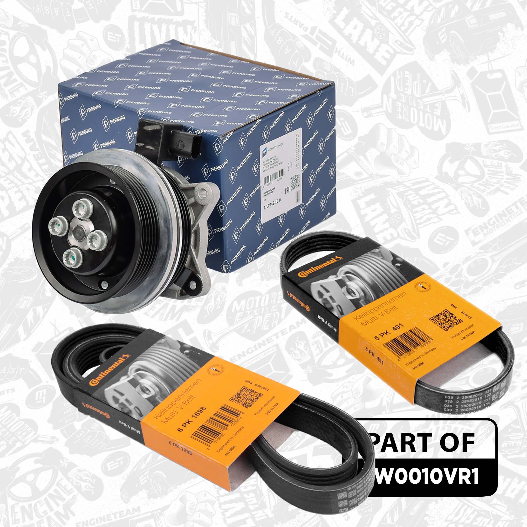 Water Pump + V-ribbed Belt Kit - PW0010VR1 ET ENGINETEAM - 03C121004D ...