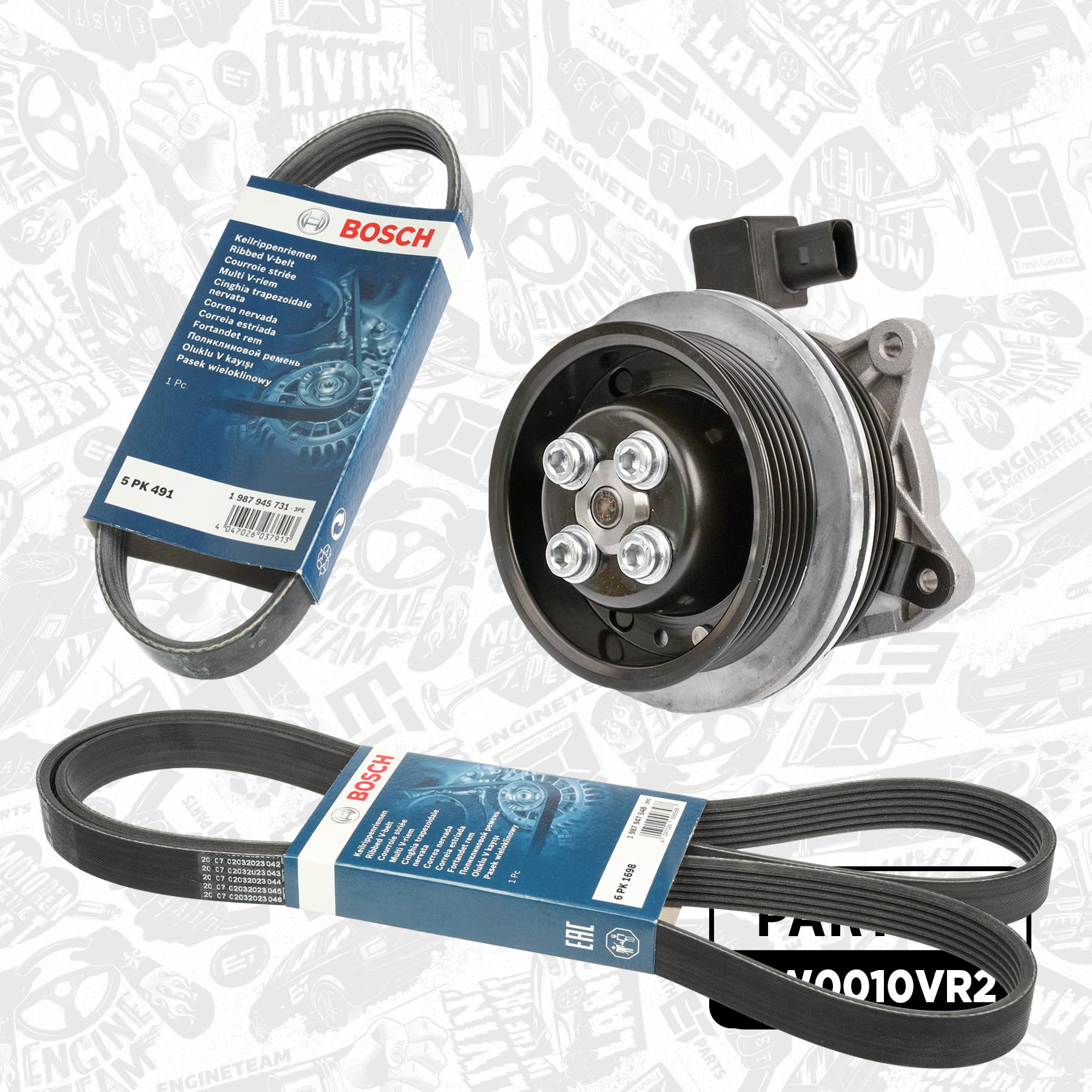 Water Pump + V-ribbed Belt Kit - PW0010VR2 ET ENGINETEAM - 03C121004D ...