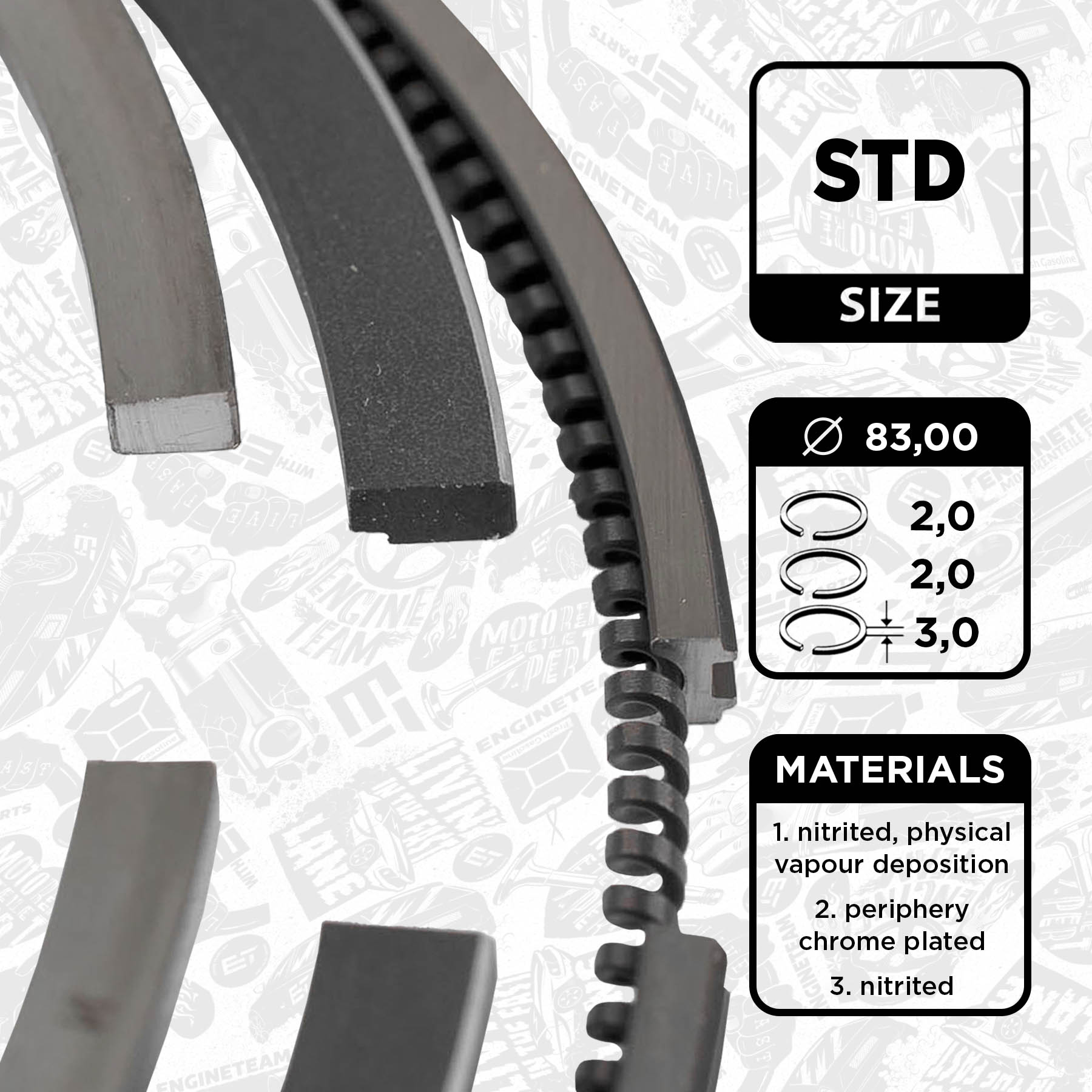 Piston Ring Kit - R1002700 ET ENGINETEAM - 23040-27900, 2304027900 ...