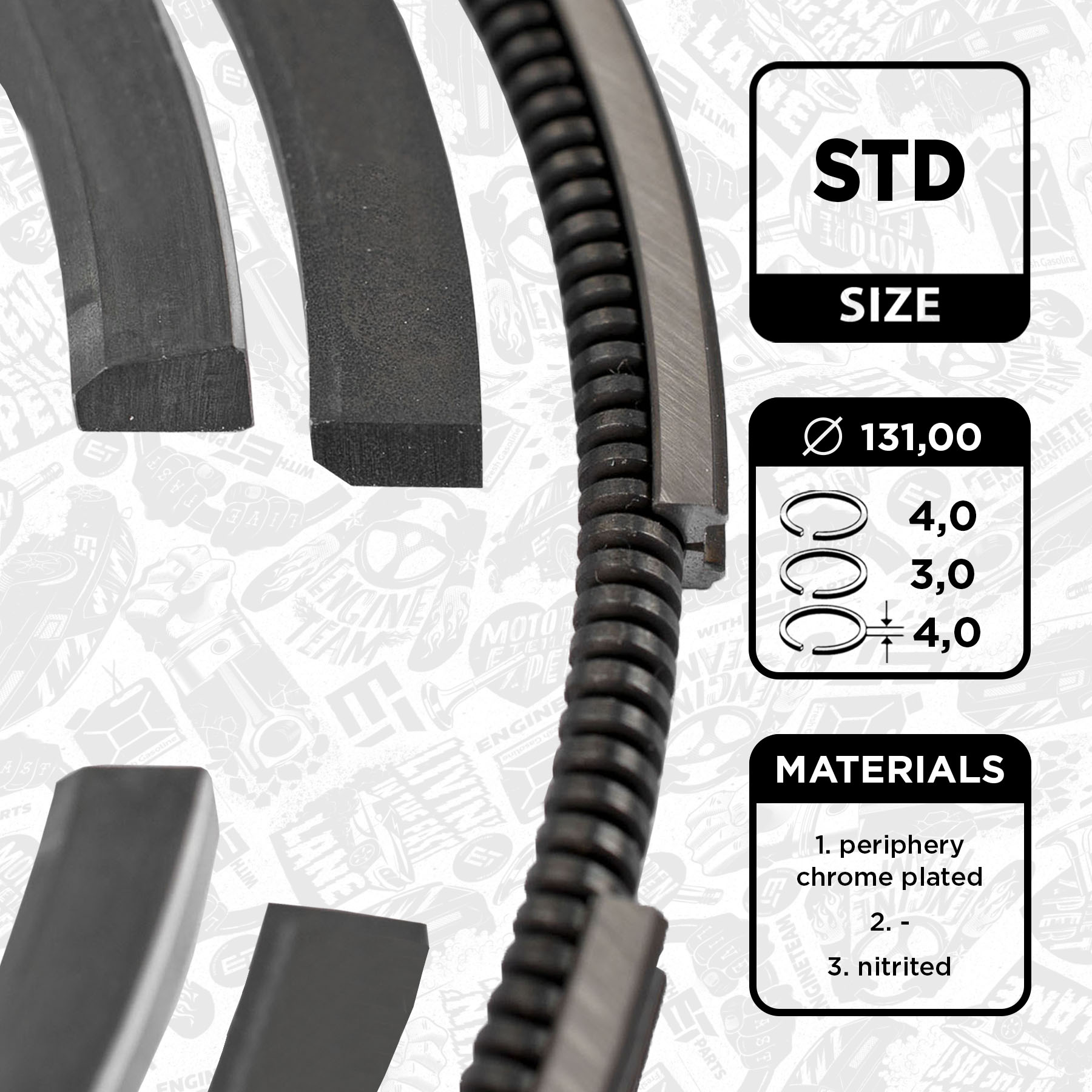 Piston Ring Kit - R1006400 ET ENGINETEAM - 276949, 85103174, 20509932 ...
