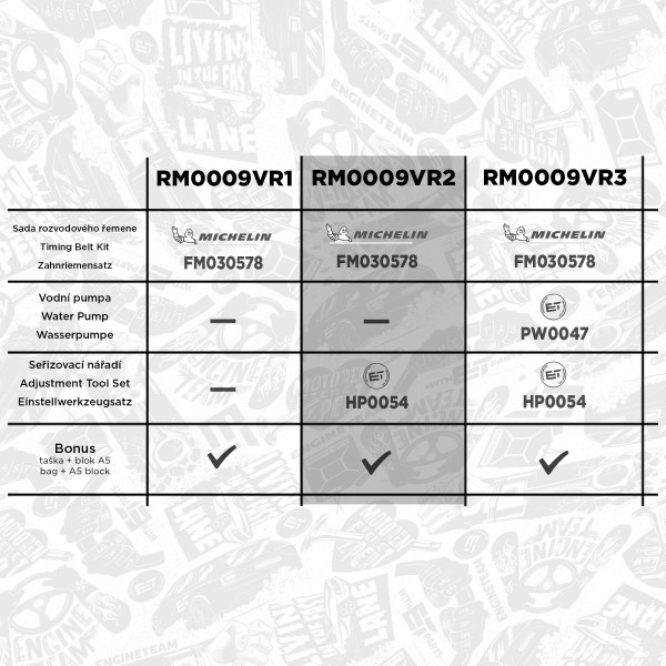 Timing Belt Kit - RM0009VR2 ET ENGINETEAM - 7701477028, MOT1054 ...