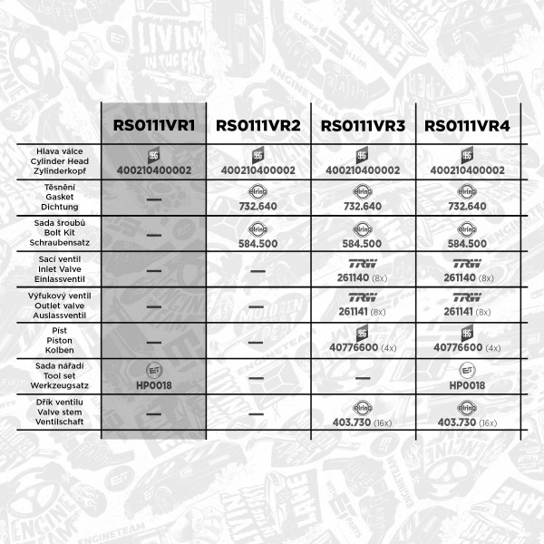 Timing Chain Kit - RS0111VR1 ET ENGINETEAM - A0009938276, 0009938276 ...