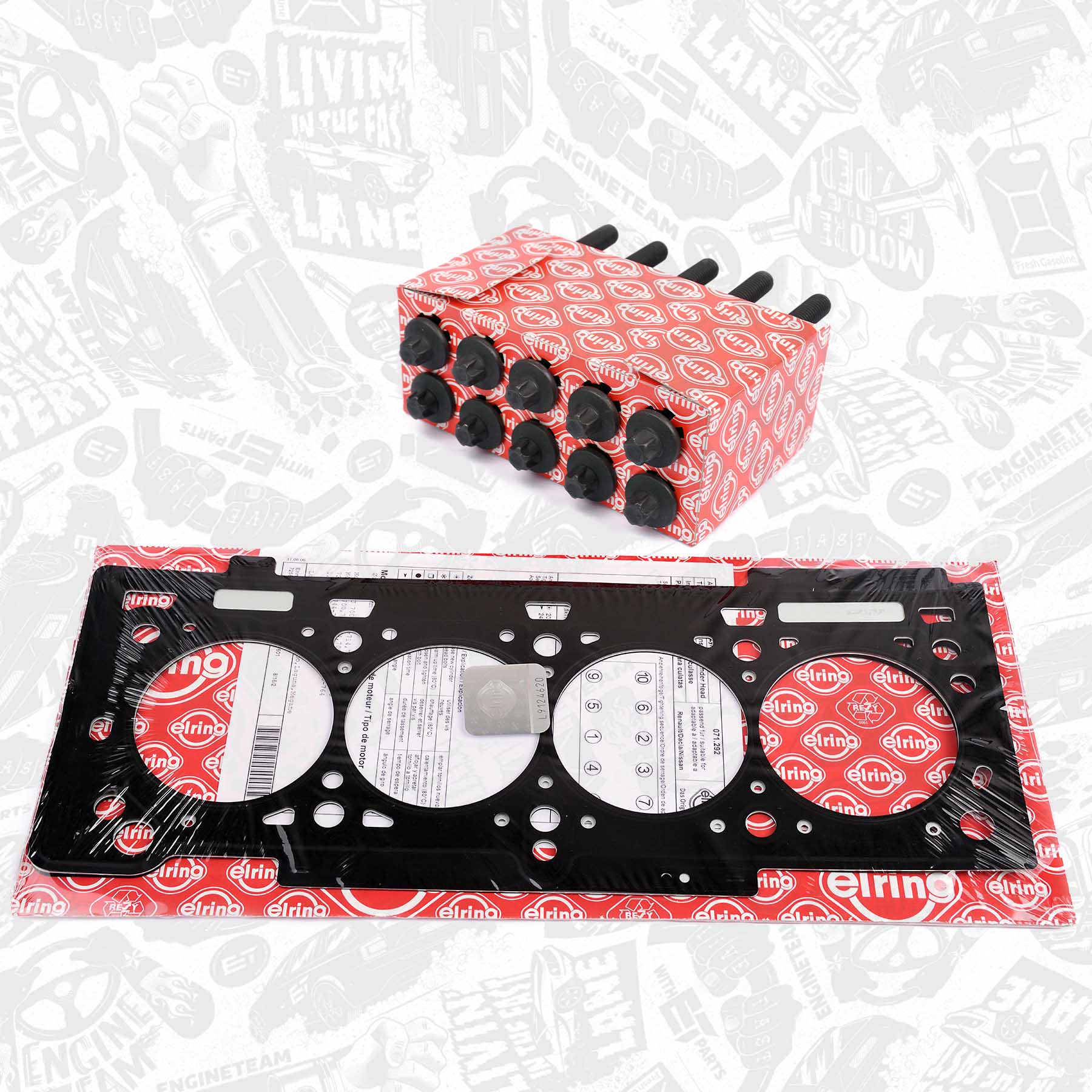 Gasket, cylinder head + bolt set - TH0020BTVR1 ET ENGINETEAM ...
