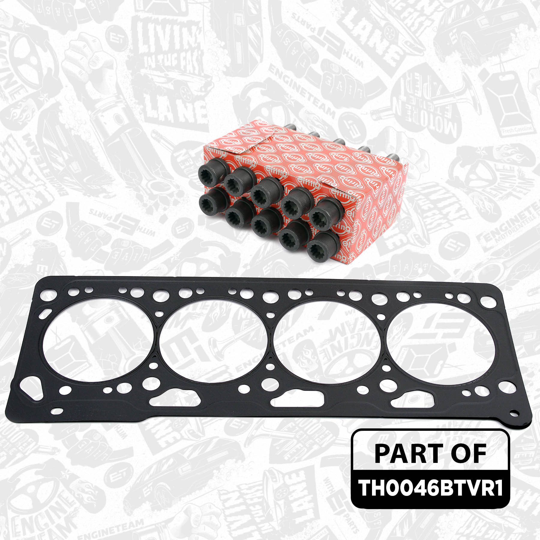 Gasket, cylinder head + bolt set - TH0046BTVR1 ET ENGINETEAM ...