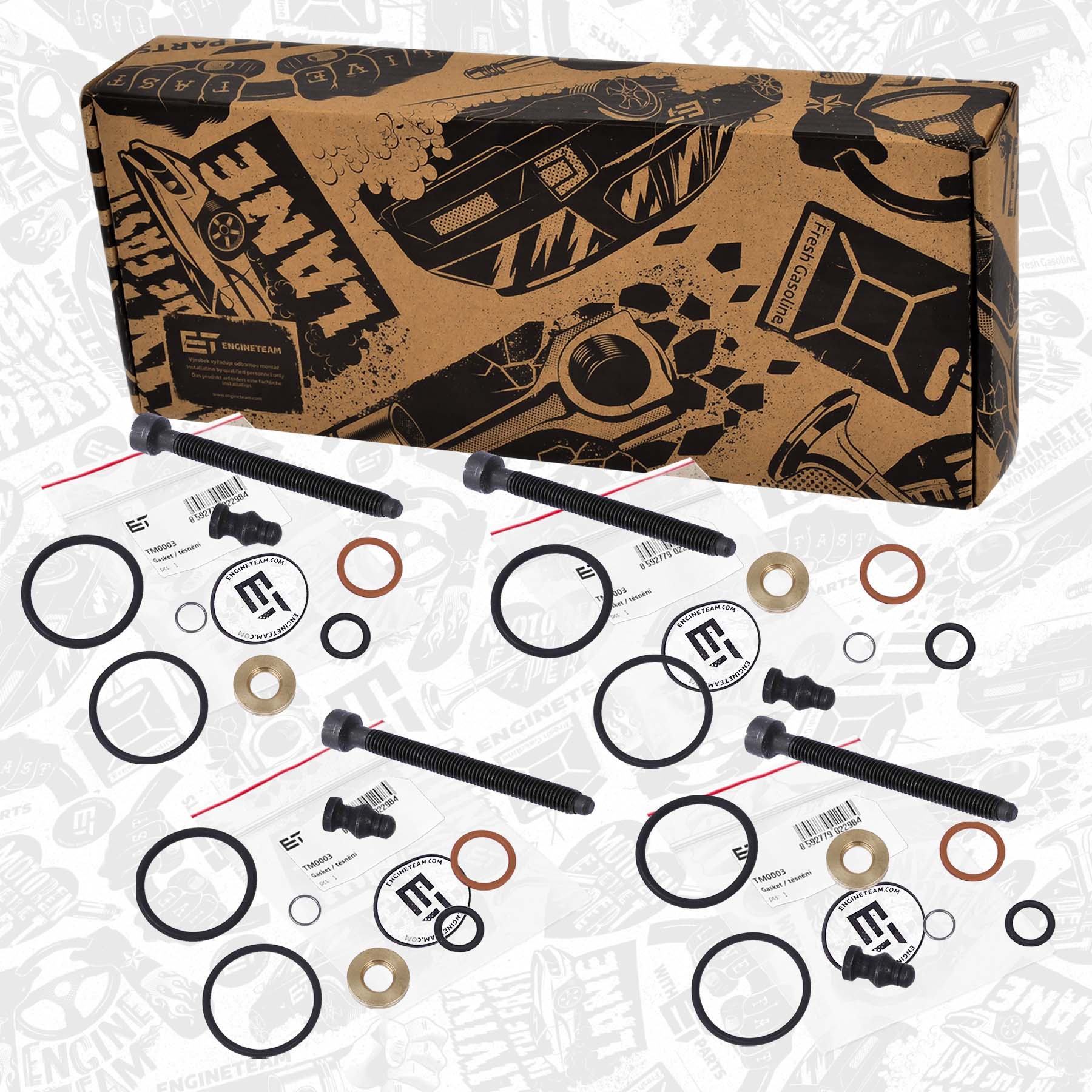 Seal Kit, injector nozzle 4 pcs + bolts - TM0028VR1 ET ENGINETEAM ...