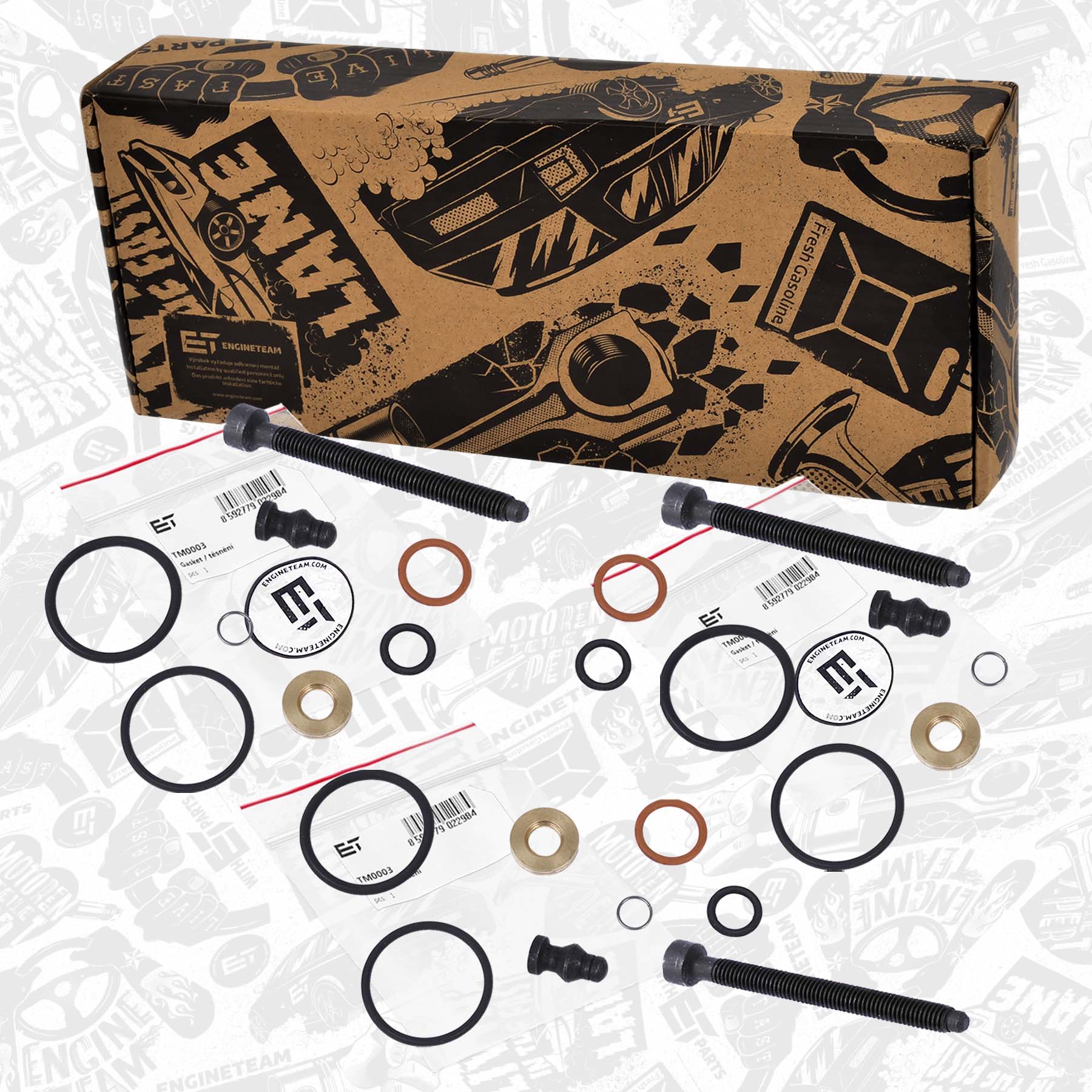 Seal Kit, injector nozzle 3 pcs + bolts - TM0029VR1 ET ENGINETEAM ...