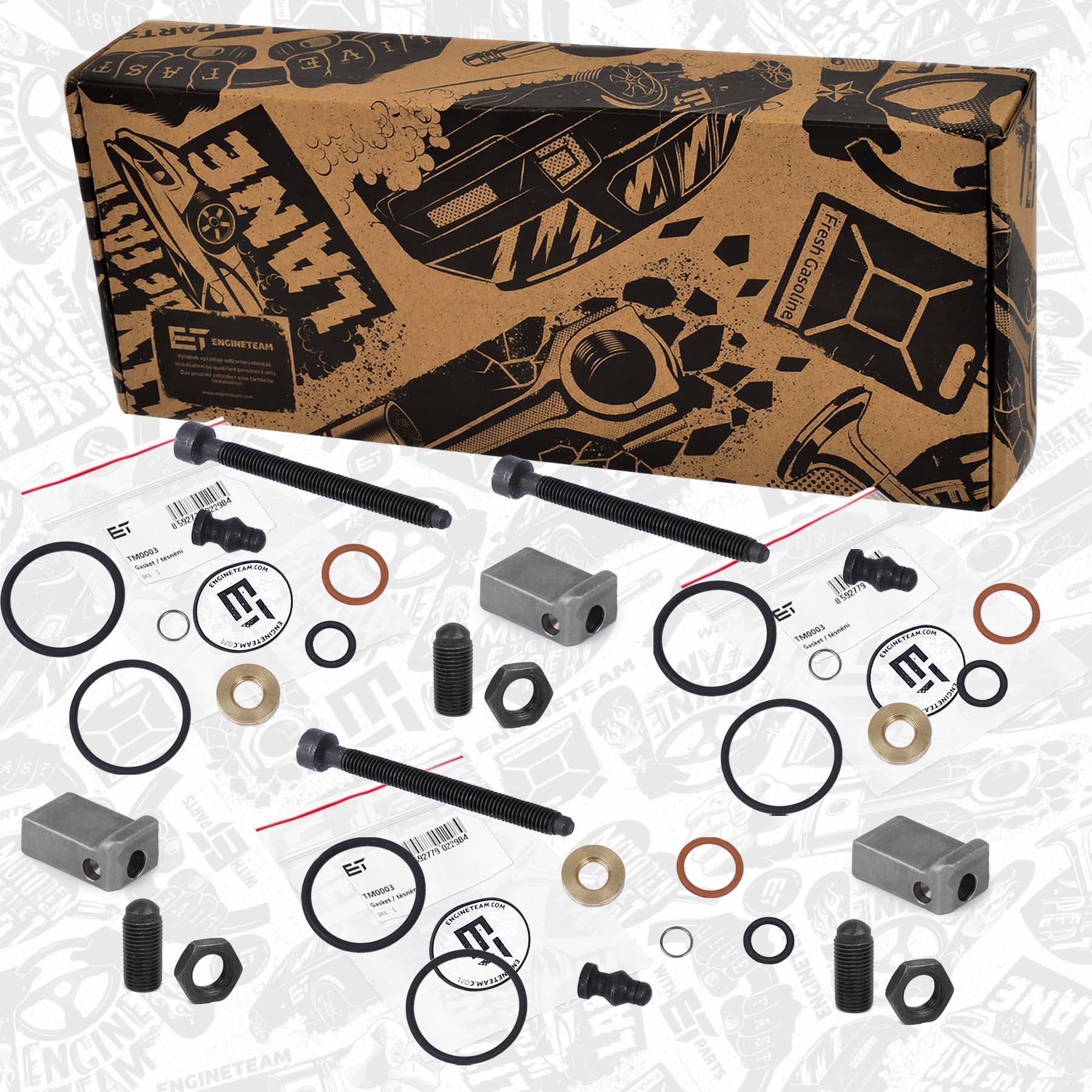 Seal Kit, injector nozzle 3 pcs + bolts - TM0029VR2 ET ENGINETEAM ...