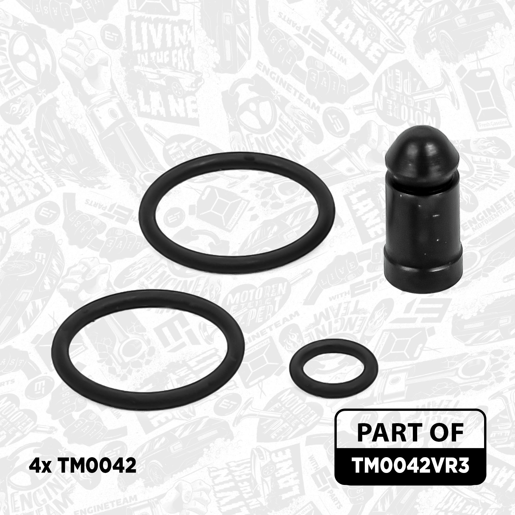 Seal Kit, injector nozzle 4 pcs + bolts - TM0042VR3 ET ENGINETEAM ...