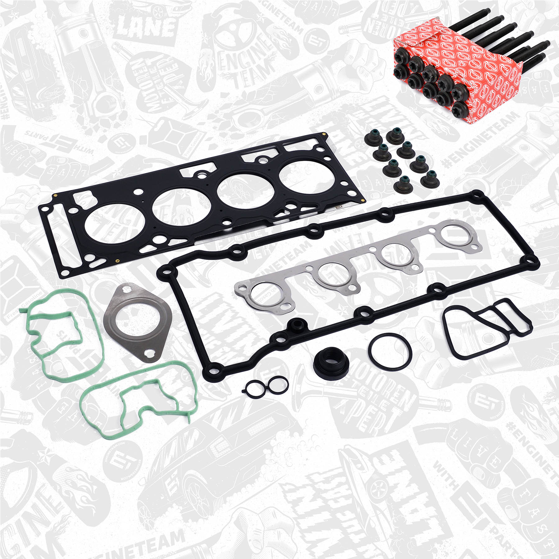 Gasket Set, cylinder head + bolt set - TS0029BT ET ENGINETEAM - 1313567 ...