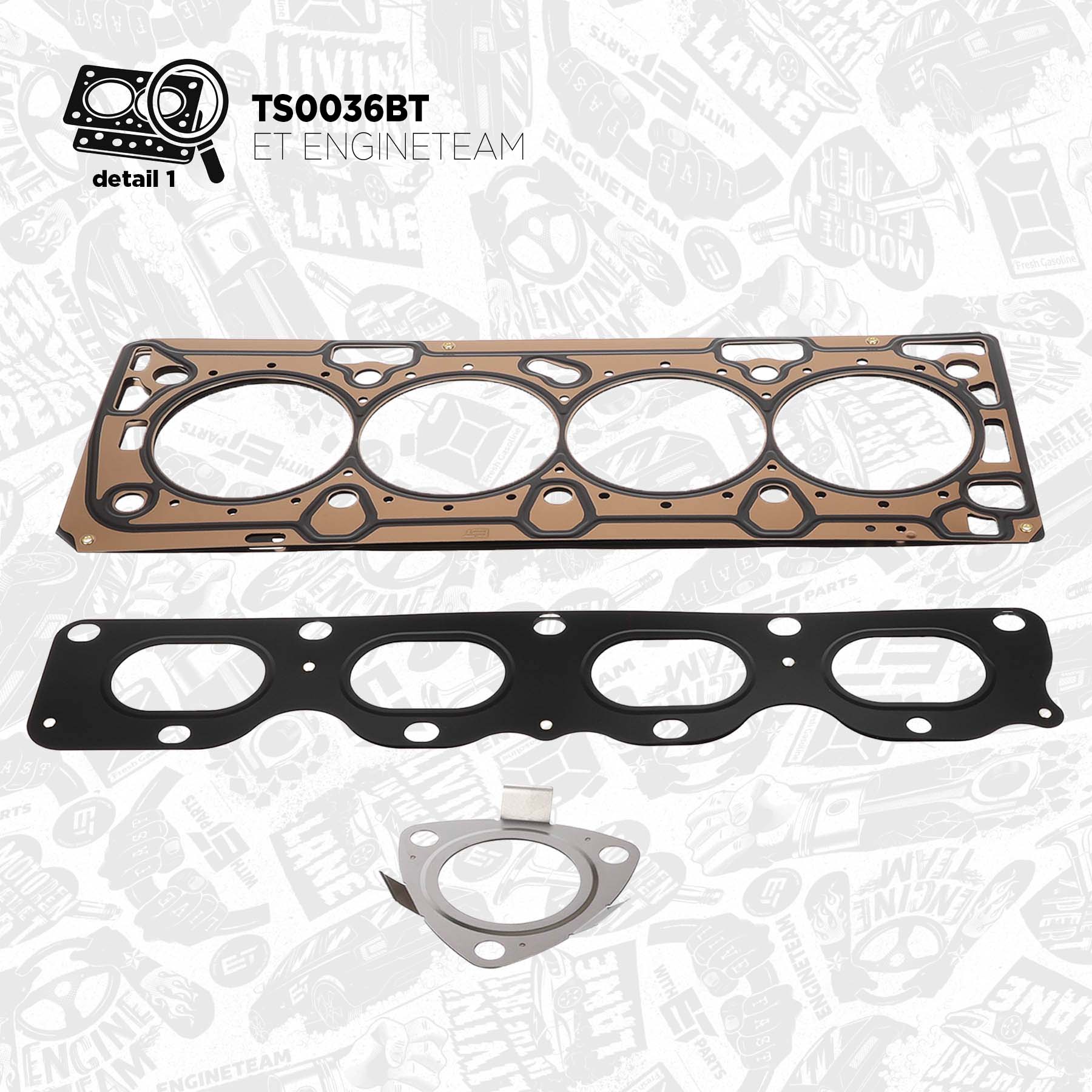Gasket Set, cylinder head + bolt set - TS0036BT ET ENGINETEAM - 1606537 ...
