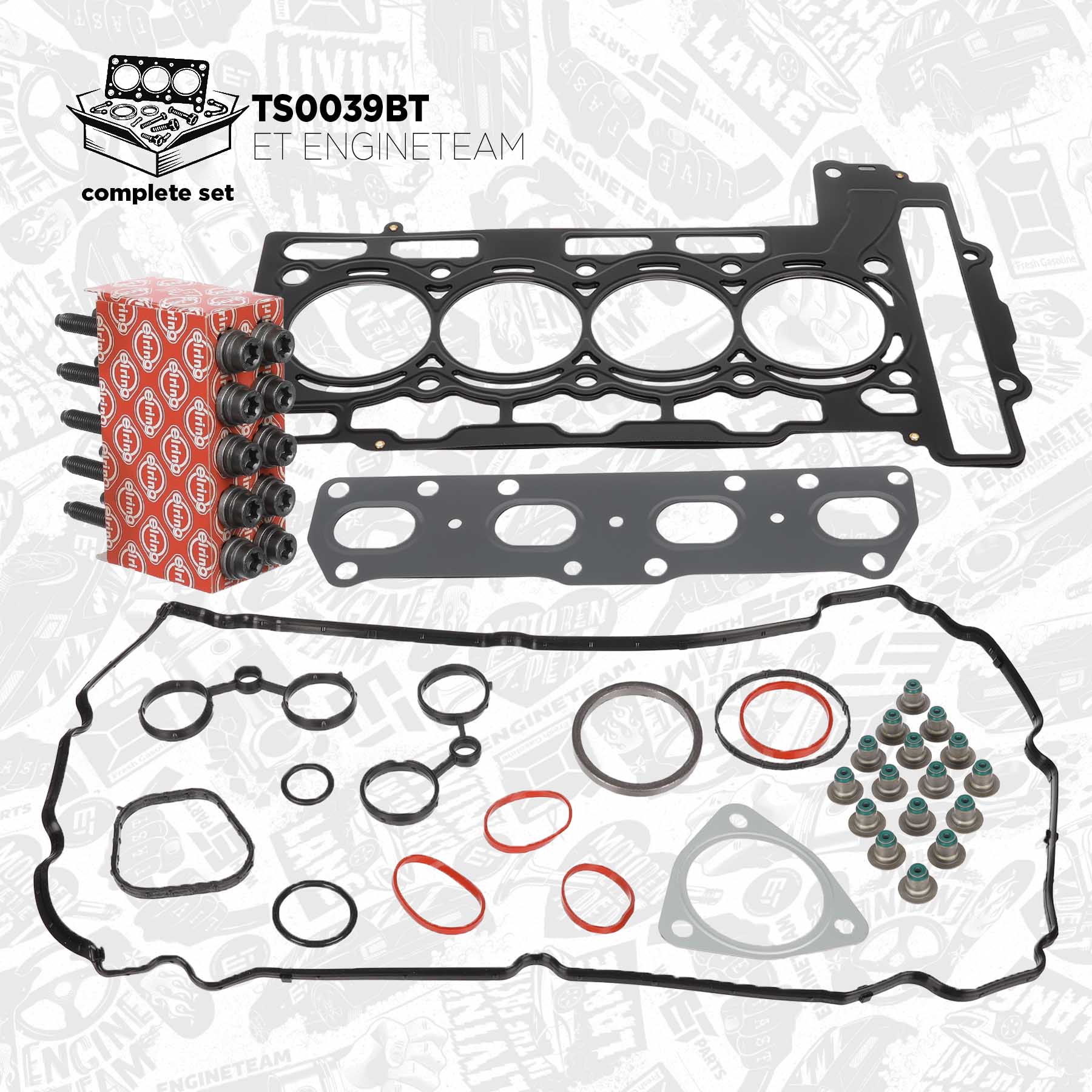 Gasket Set, cylinder head + bolt set - TS0039BT ET ENGINETEAM ...
