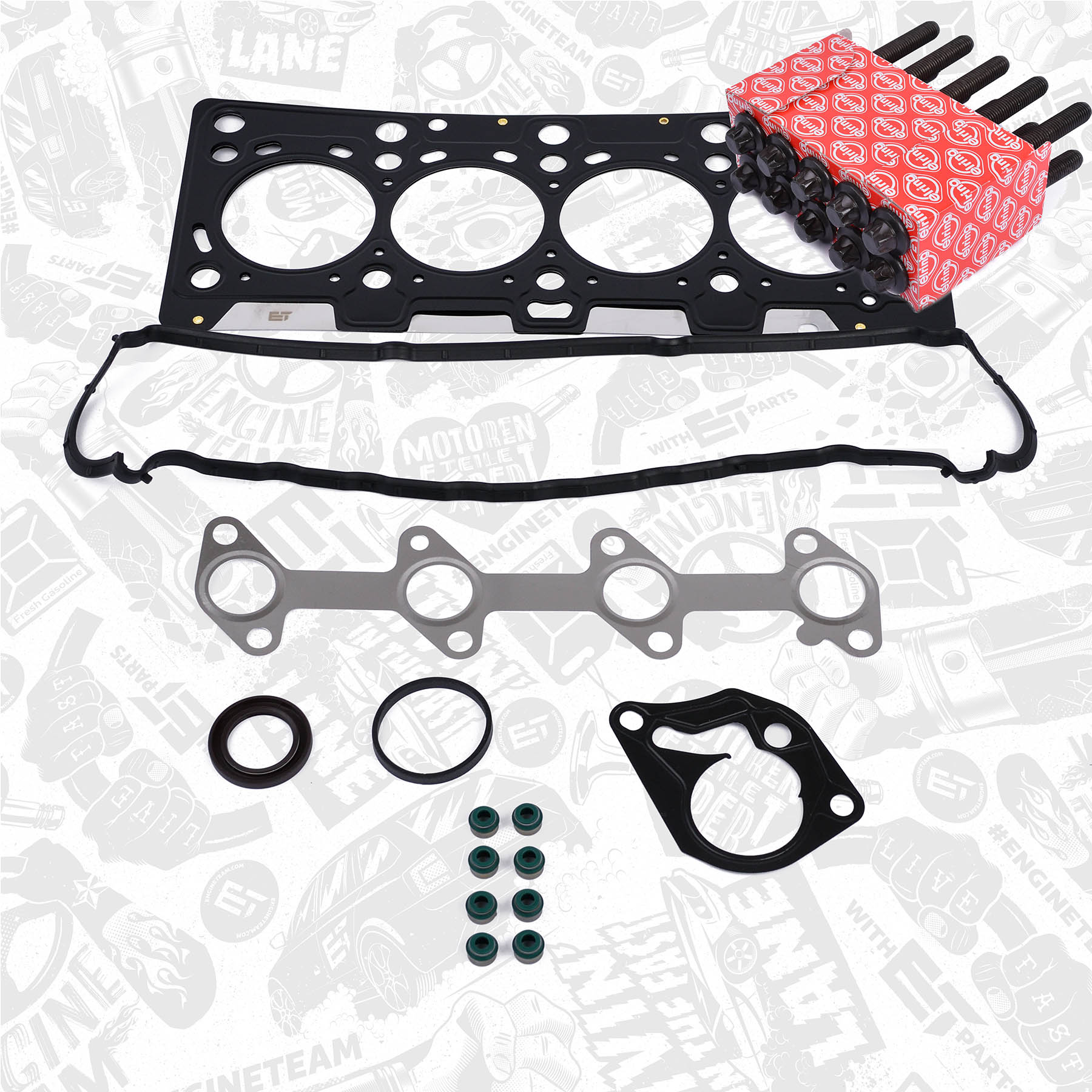 Gasket Set, cylinder head + bolt set - TS0044BT ET ENGINETEAM ...