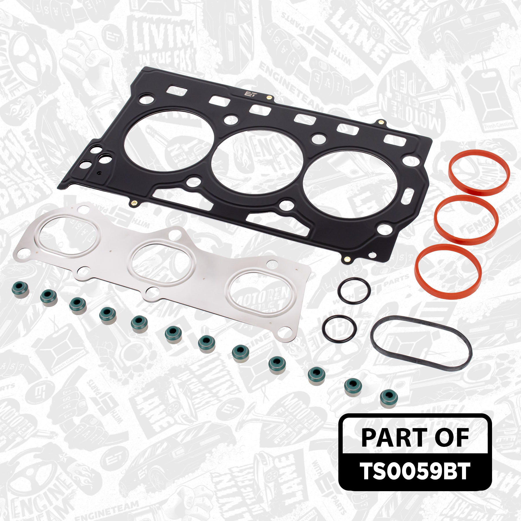 Gasket Set, cylinder head + bolt set - TS0059BT ET ENGINETEAM ...