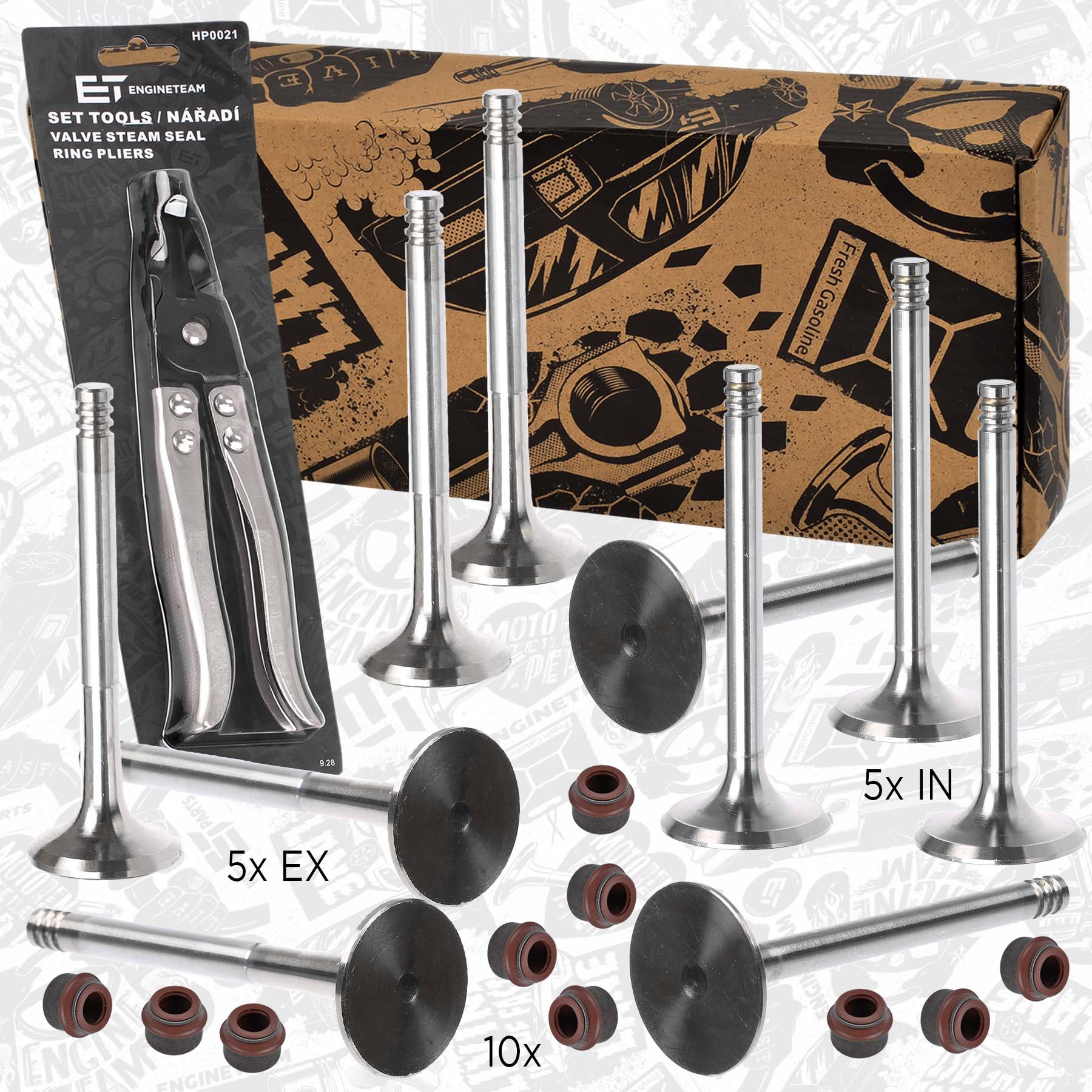 Valve Kit, intake/exhaust valve - VS0003VR1 ET ENGINETEAM - 046109611C ...