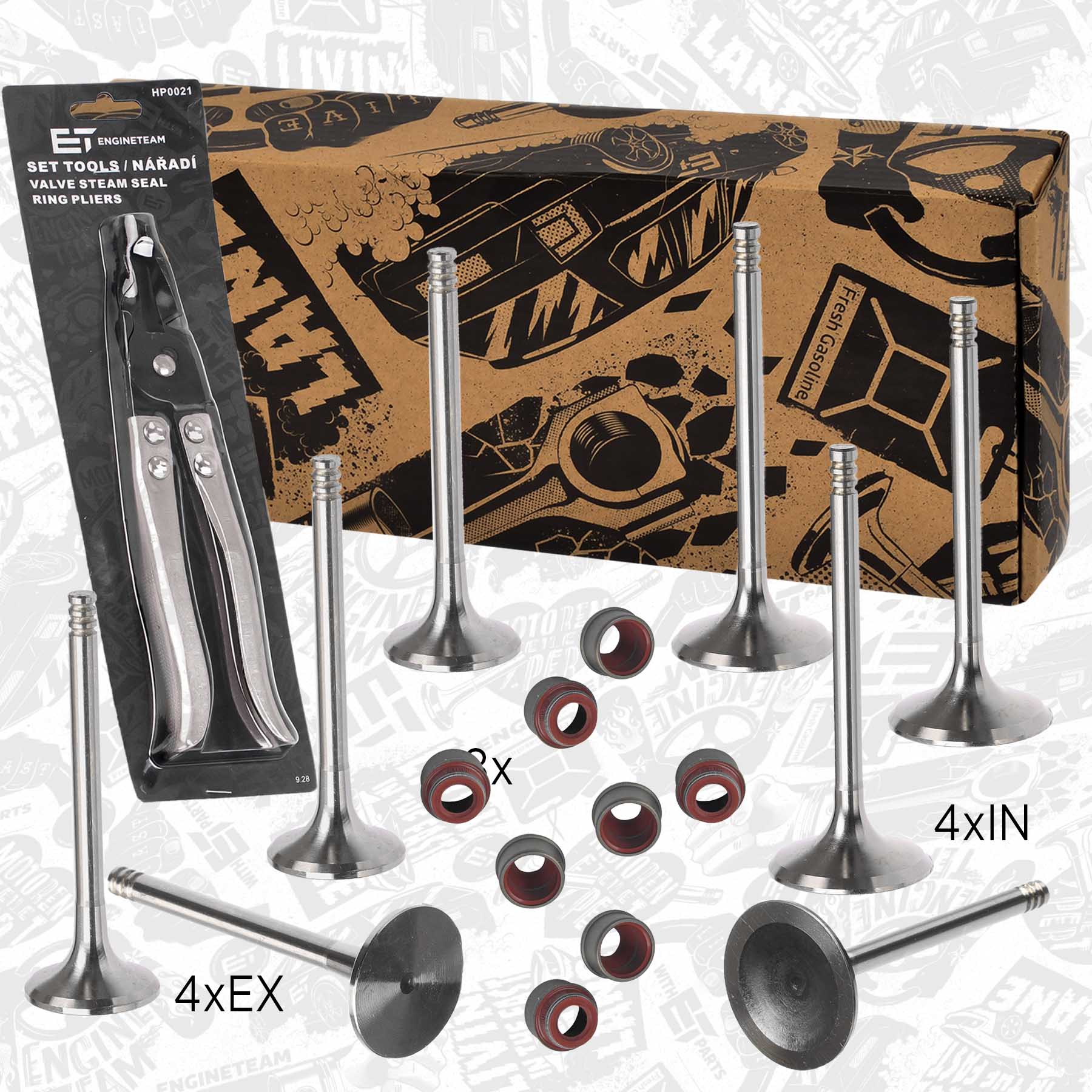 Valve Kit, intake/exhaust valve - VS0009VR1 ET ENGINETEAM - 078109611C ...